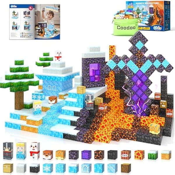 Frozen Toys Magnetic Blocks - Build Mine Magnet World Frozen & Lava Set, Magnetic Tiles Building ...