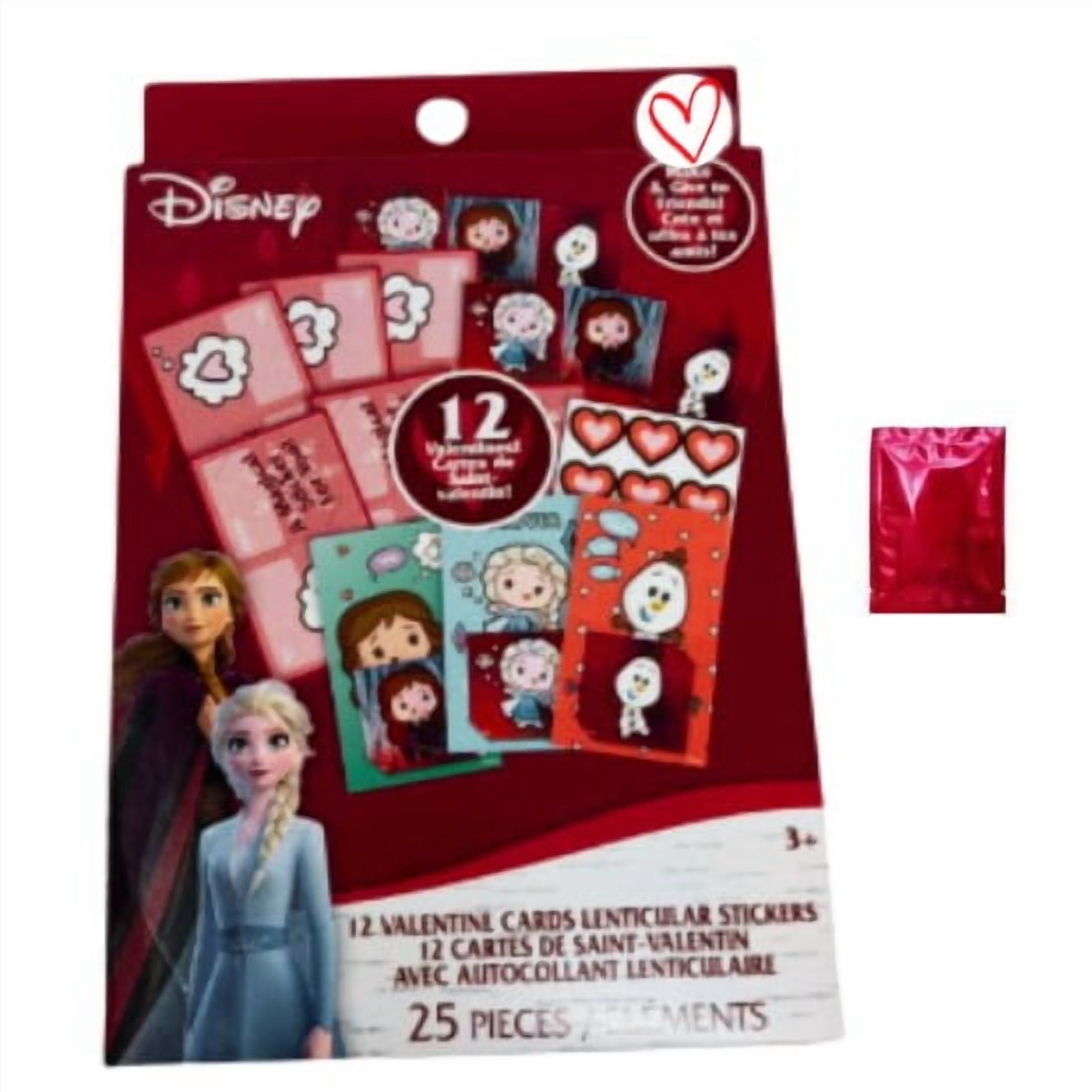 Frozen Valentine Cards with Lenticular Stickers – 12 Full-Color Cards ...