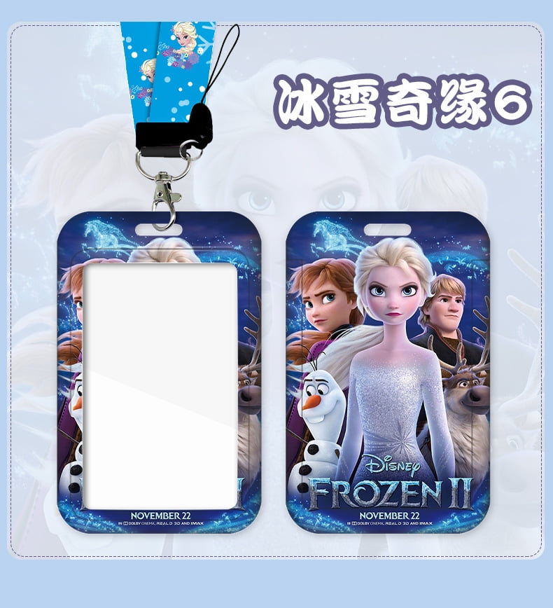 Frozen card holder, student bus card holder with long neck rope, work ...