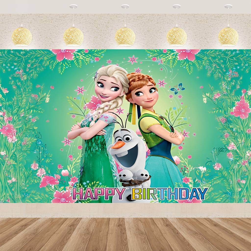Frozen cartoon birthday banner background - Large hanging party ...