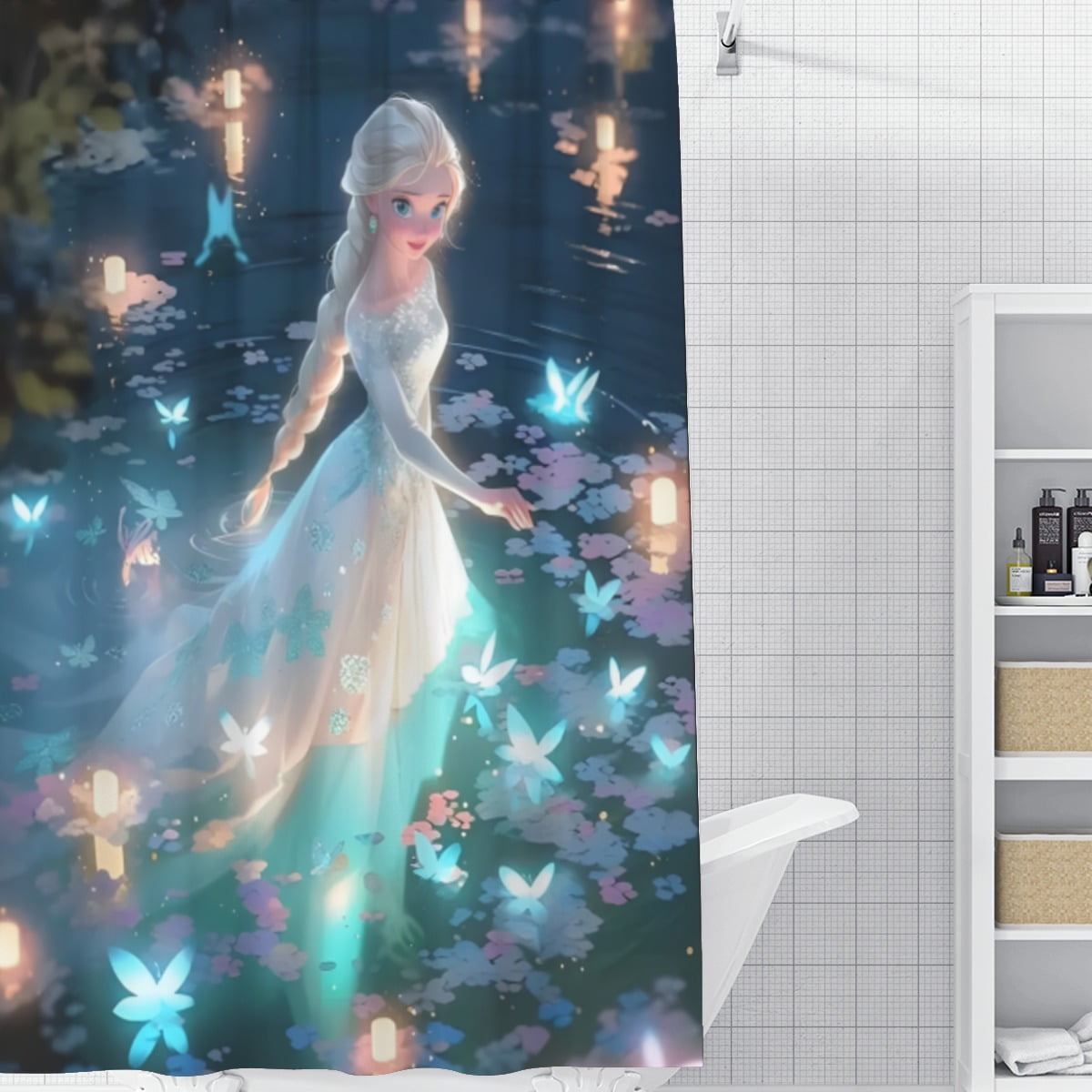 Frozen* shower curtain features an iconic print, is waterproof and easy ...
