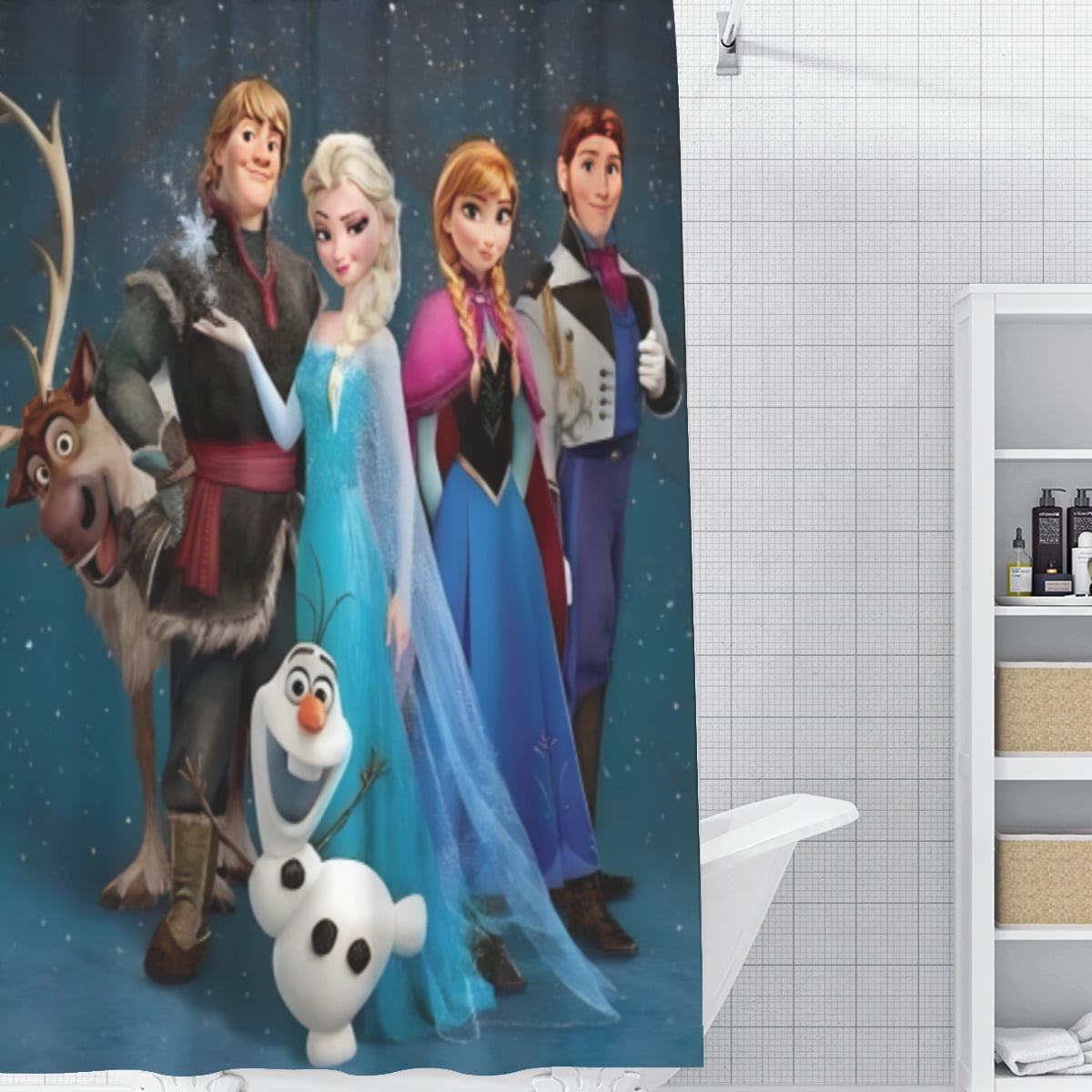 Frozen* shower curtain features an iconic print, is waterproof and easy ...