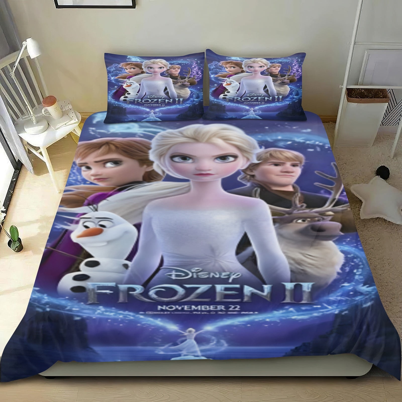 Frozen thin bedding set has One duvet cover and two pillowcases,35" x 75"（90*190cm） - Walmart.com