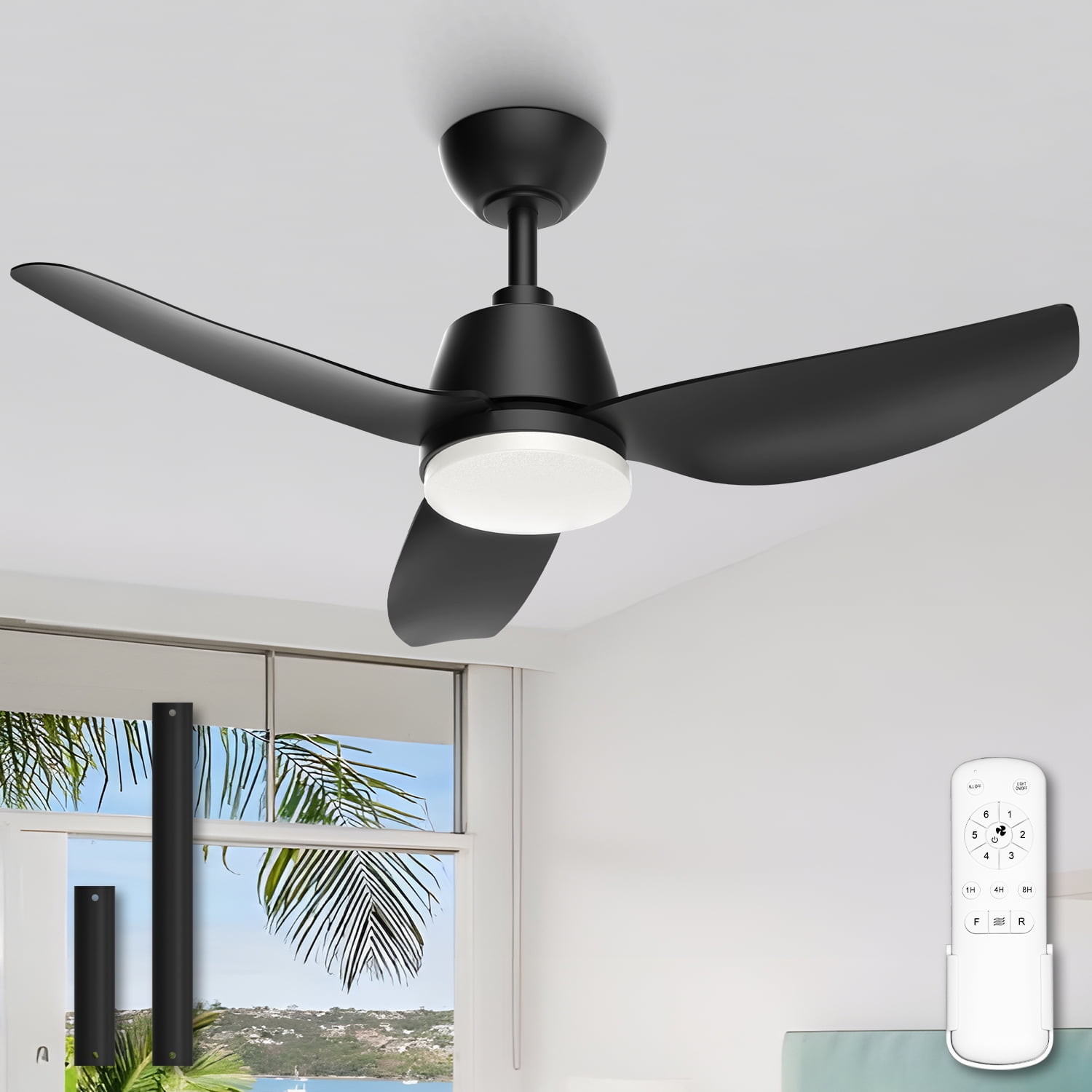Frstem Contemporary 40 Inch Ceiling Fan with Light & Remote Control, 3 ...
