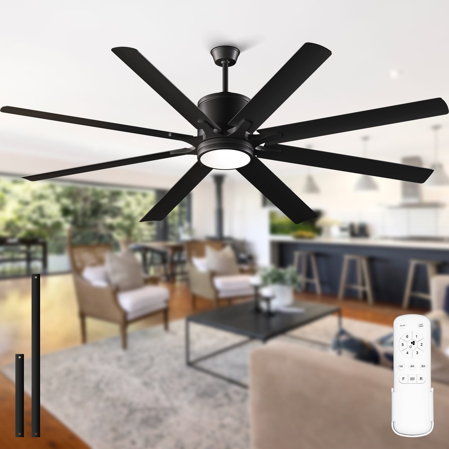 Frstem Kristoff 66" Large Ceiling Fan with Light & Remote Control, ETL ...