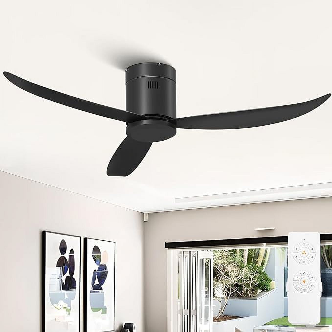 Frstem Modern 52" Ceiling Fan No Light with Remote Control, 3 Blades 6 ...