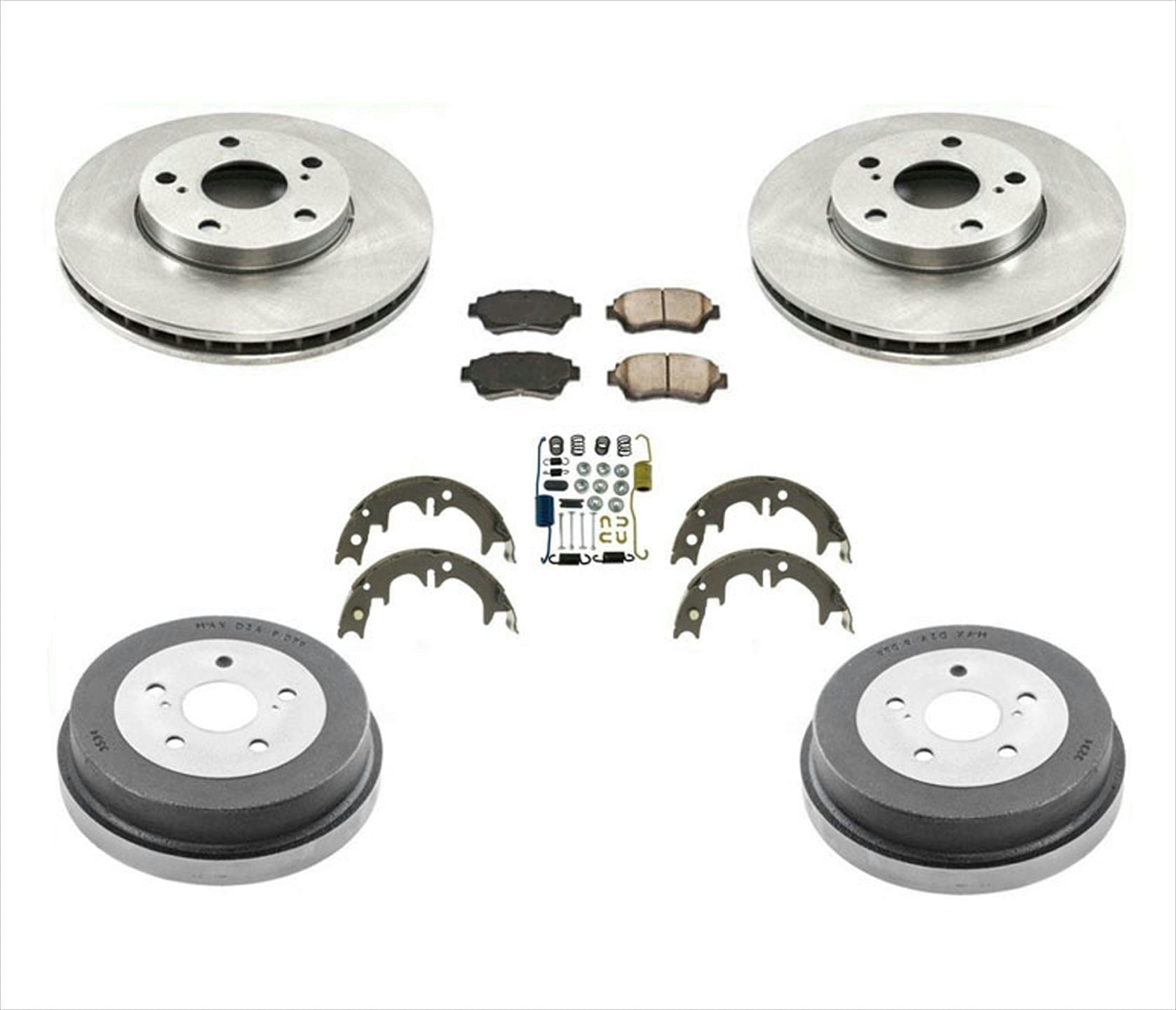 Frt Brake Rotors Pads Rear Drums Shoes For 00 01 Camry 2.4L LE Base 15 ...