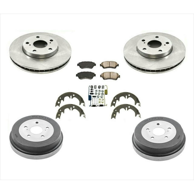 Frt Brake Rotors Pads Rear Drums Shoes For 00 01 Camry 2.4L LE Base 15 ...