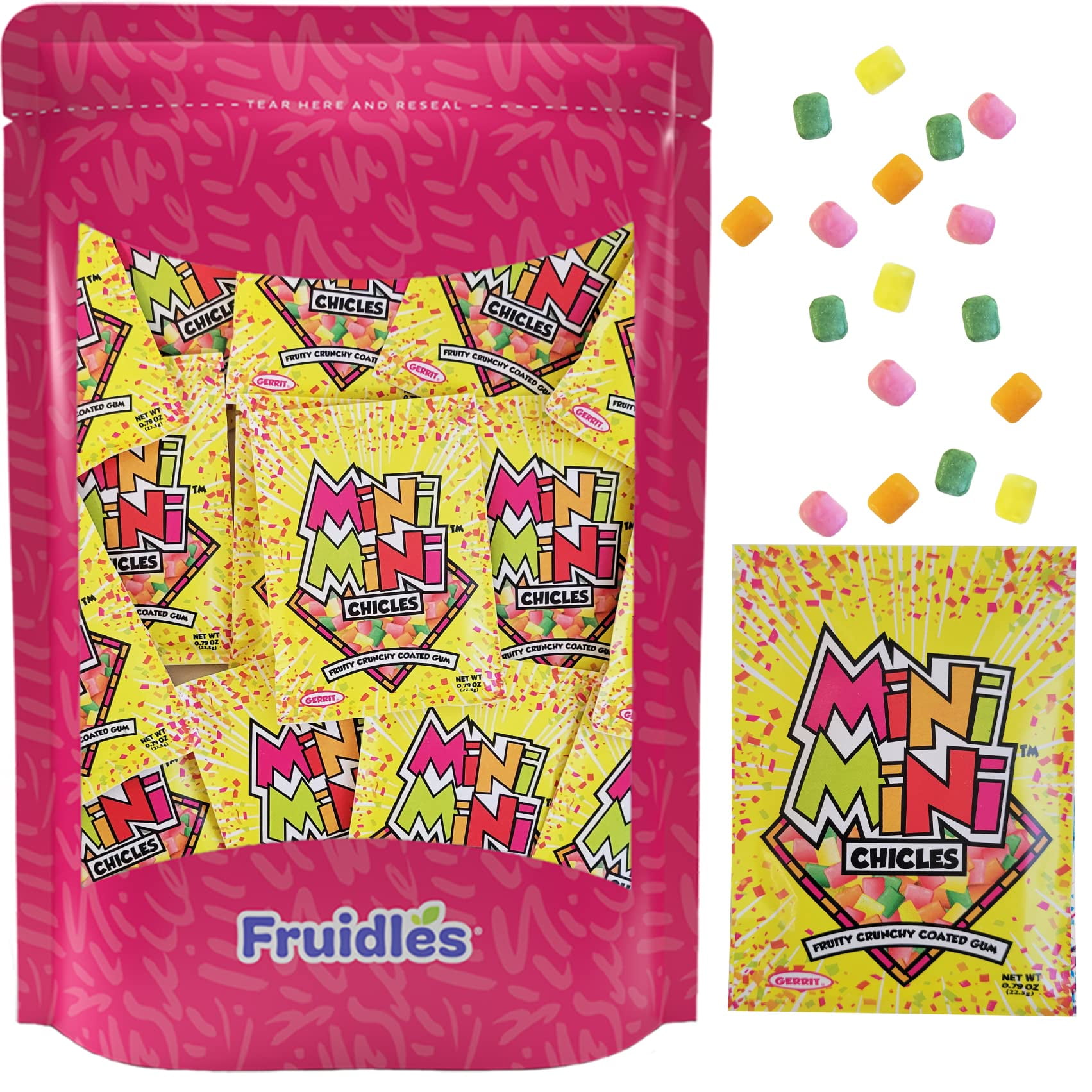 Fruidles Mixed Fruit Flavors KEF28 Mini Chiclets Gum, Square Chicle Gum Tabs, Crunchy Candy ...