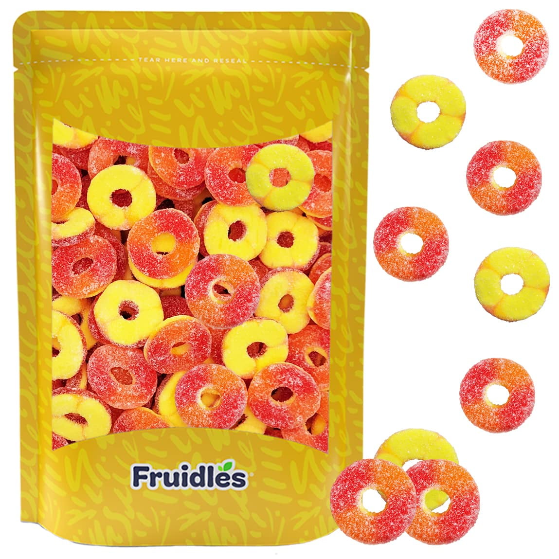 Fruidles Peach Gummi Rings Candy, HYZ01 Assorted Fruit Flavors Gummies ...