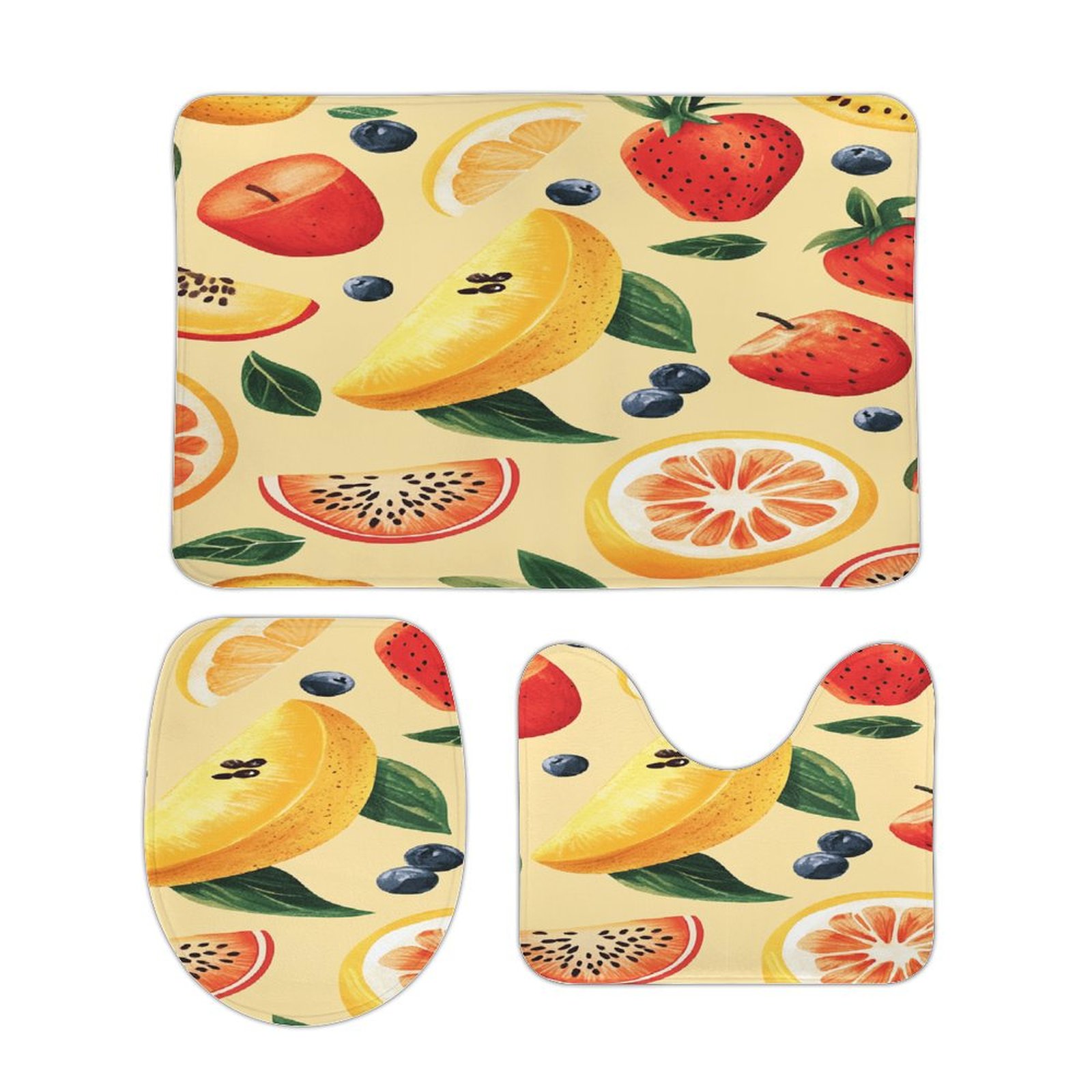 Fruit (125) Bathroom Rugs Set 3 Piece with Non-Slip Bath Rugs Toilet ...