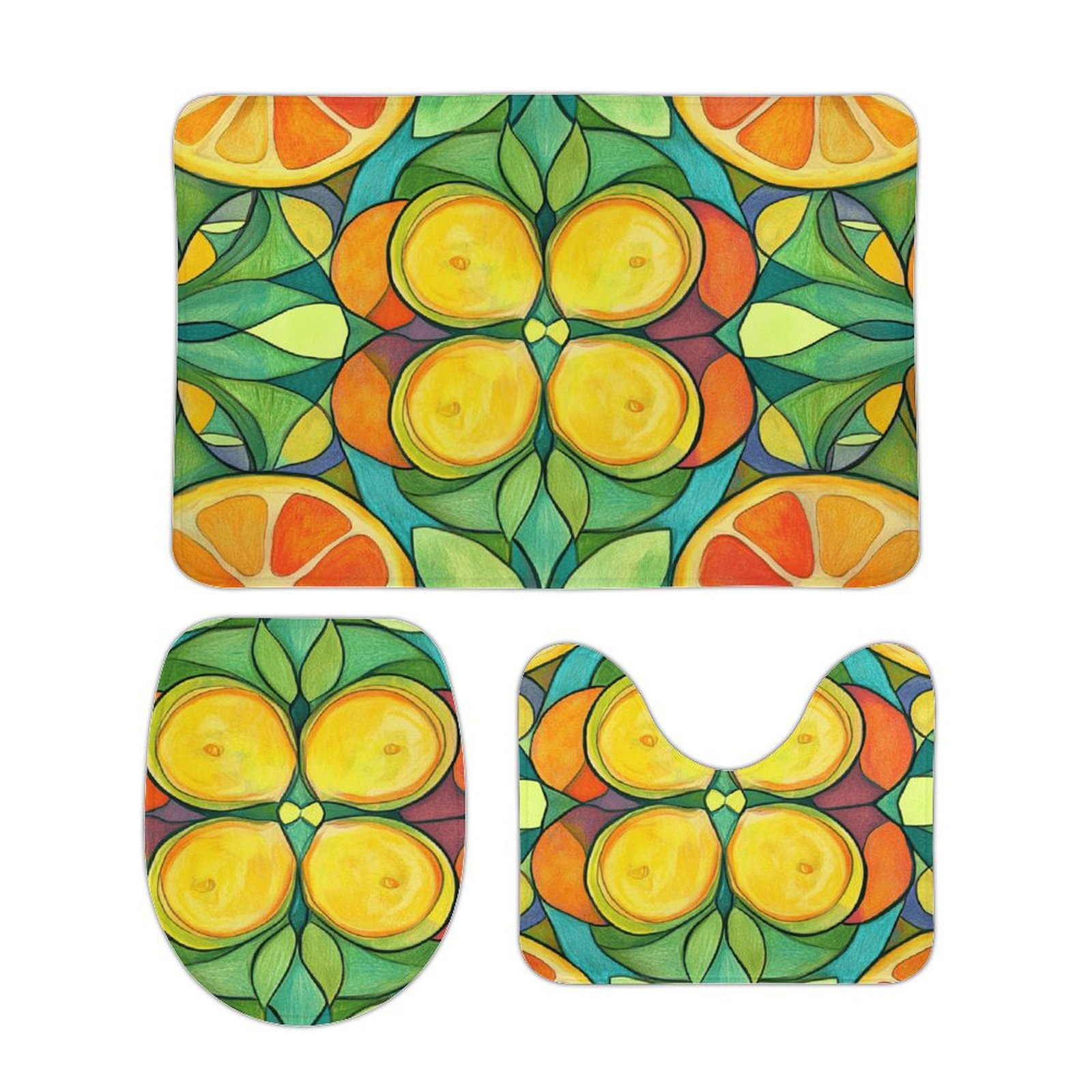 Fruit (128) Bathroom Mats Set of 3 Pieces Non Slip Contour Rug And ...