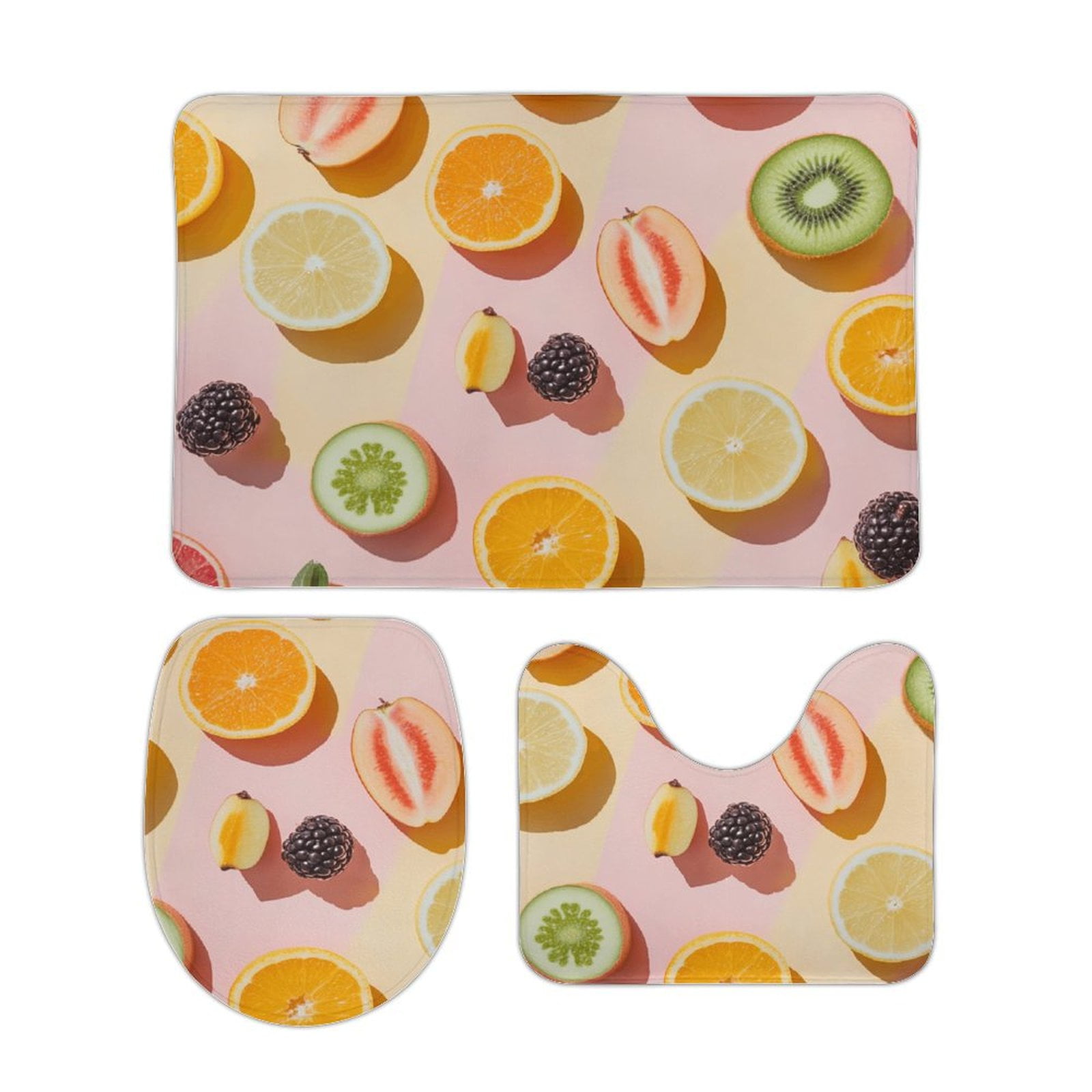 Fruit (146) Soft Bathroom Carpet Set , Contour Carpet Set, Toilet Lid ...
