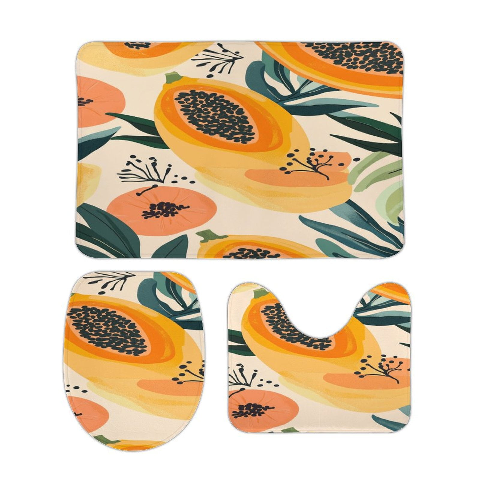 Fruit (150) Bathroom Rugs Set 3 Piece with Non-Slip Bath Rugs Toilet ...