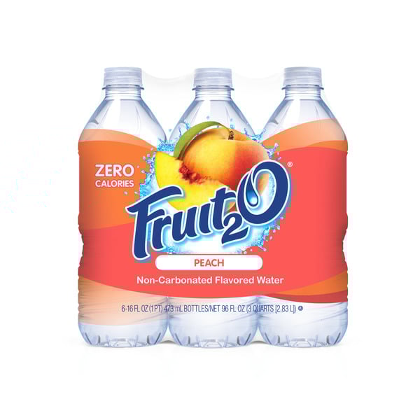 Fruit 2 O Peach Flavored Water, 16 fl oz Bottles, 6 Pack – Zero Calorie ...