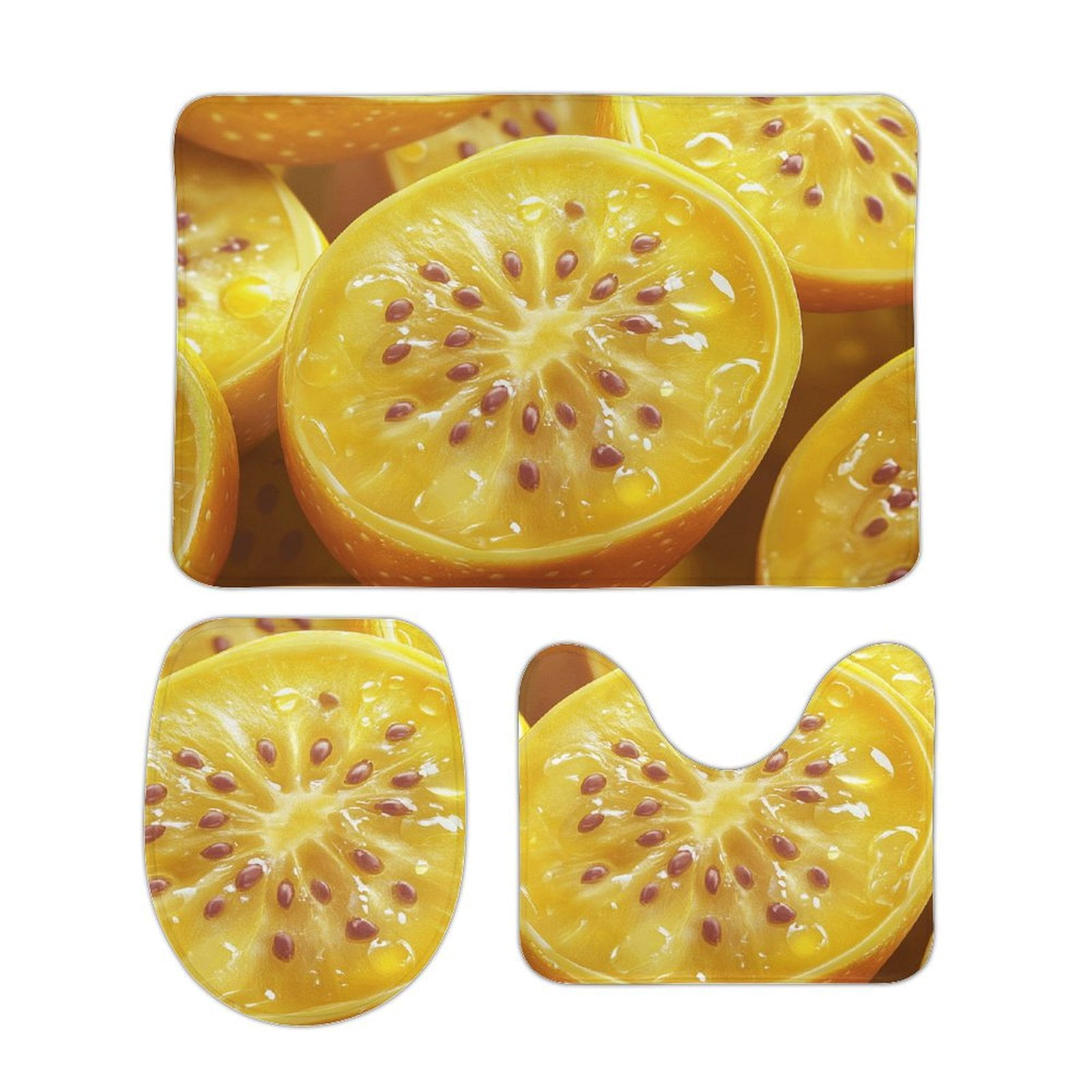 Fruit (21) Bathroom Rugs Set 3 Piece with Non-Slip Bath Rugs Toilet Lid ...