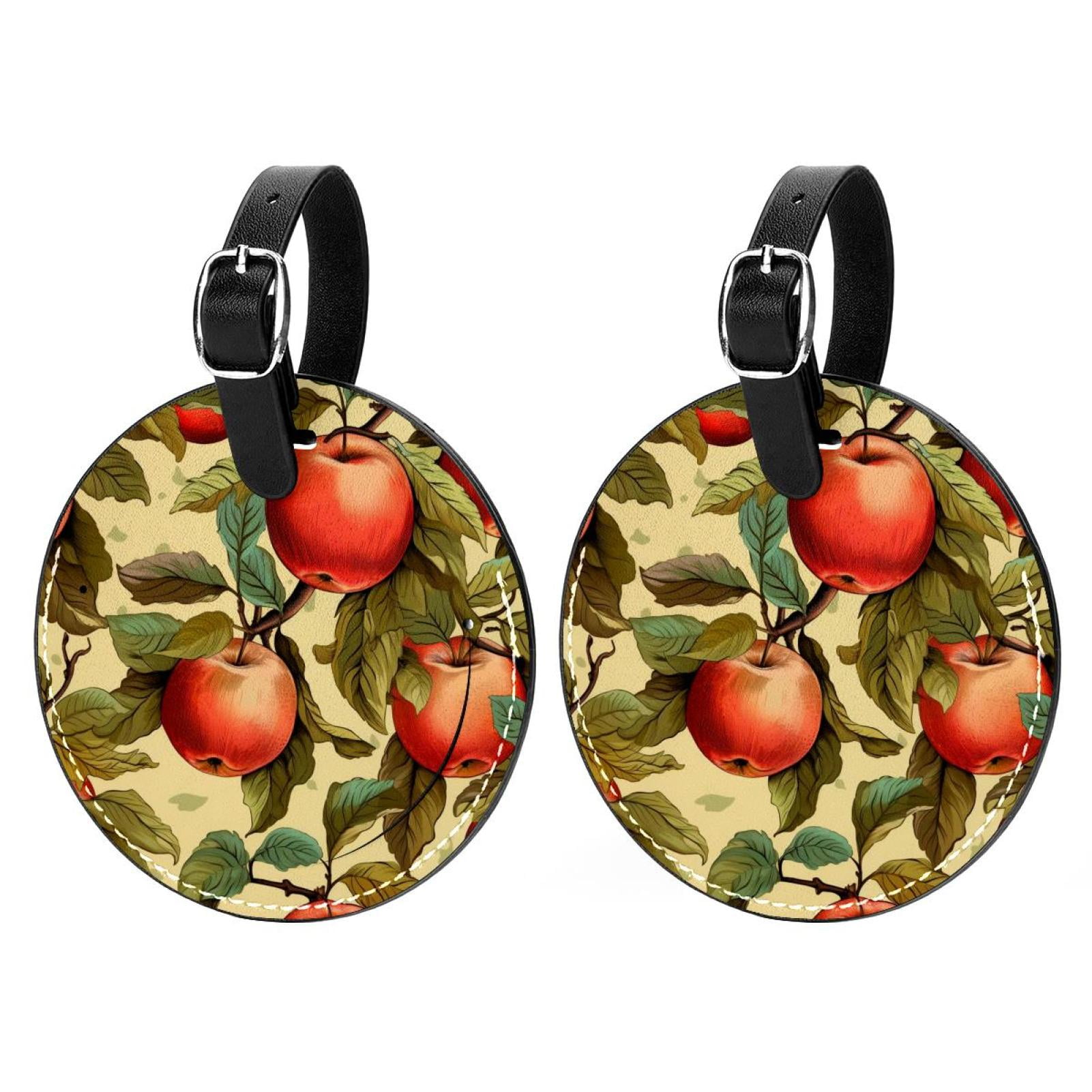 Fruit 2pcs PU Leather Round Bag Tags Suitcase Handbag Tags with Privacy ...