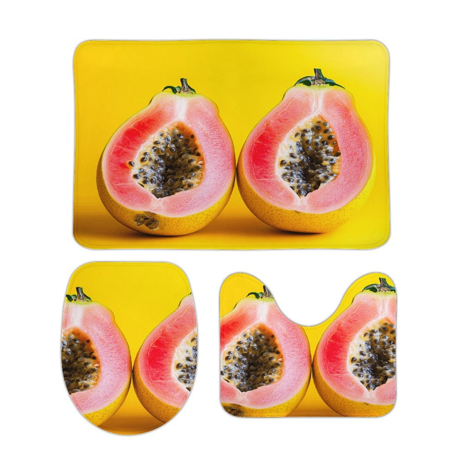 Fruit (3) Bathroom Rugs Set 3 Piece with Non-Slip Bath Rugs Toilet Lid ...