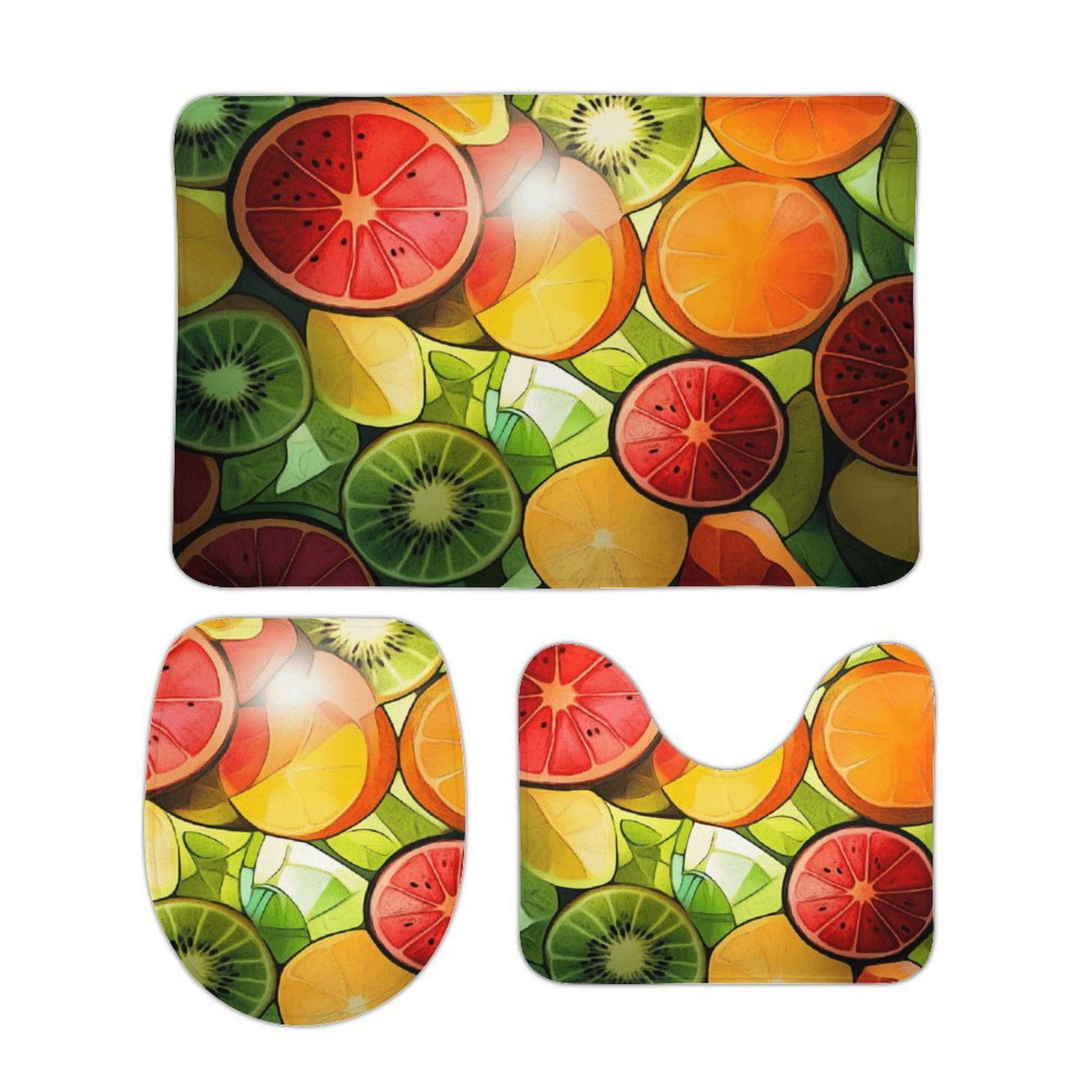 Fruit (8) Soft Bathroom Carpet Set , Contour Carpet Set, Toilet Lid ...