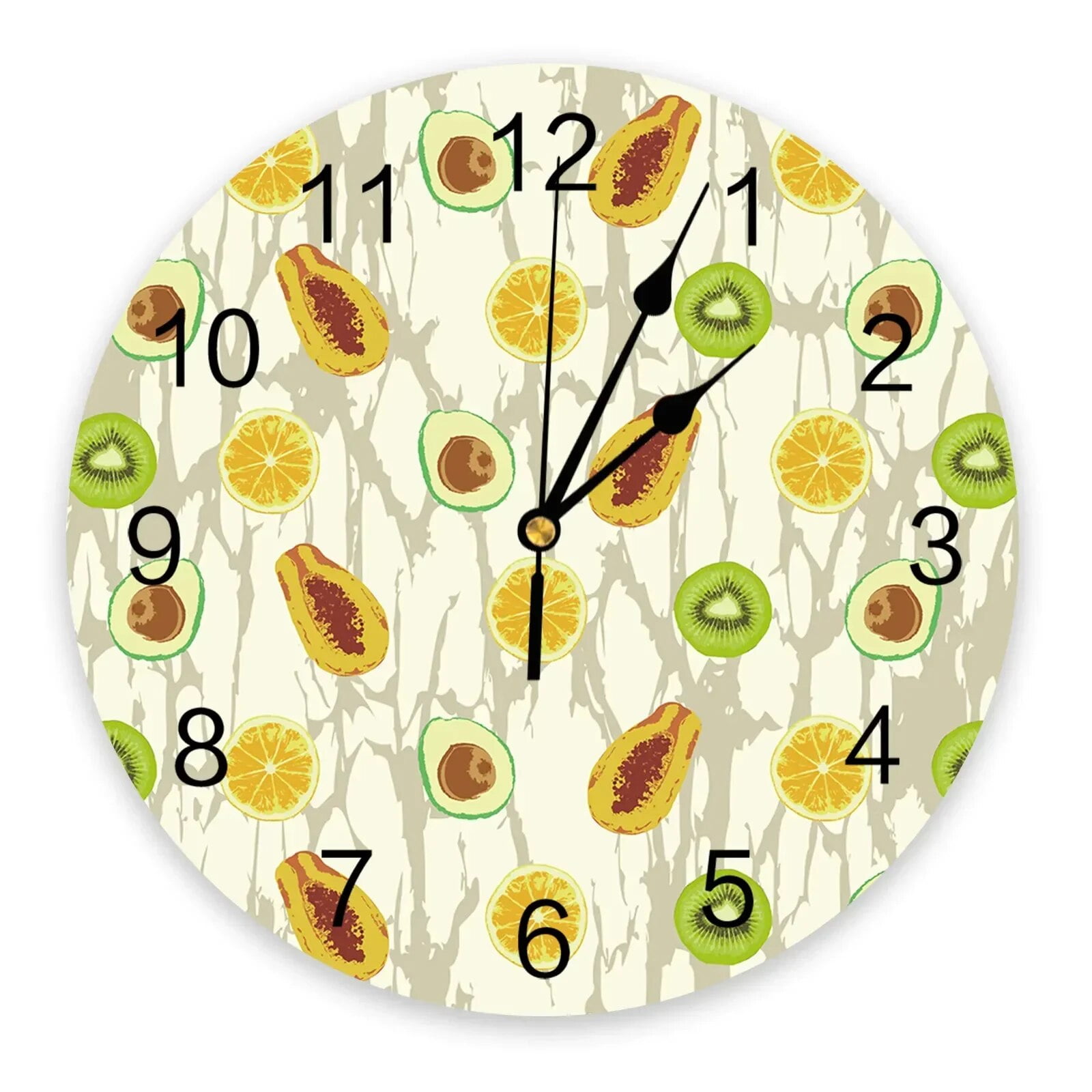 Fruit And Vegetable Design Wall Clocks Silent Home Cafe Office Wall ...