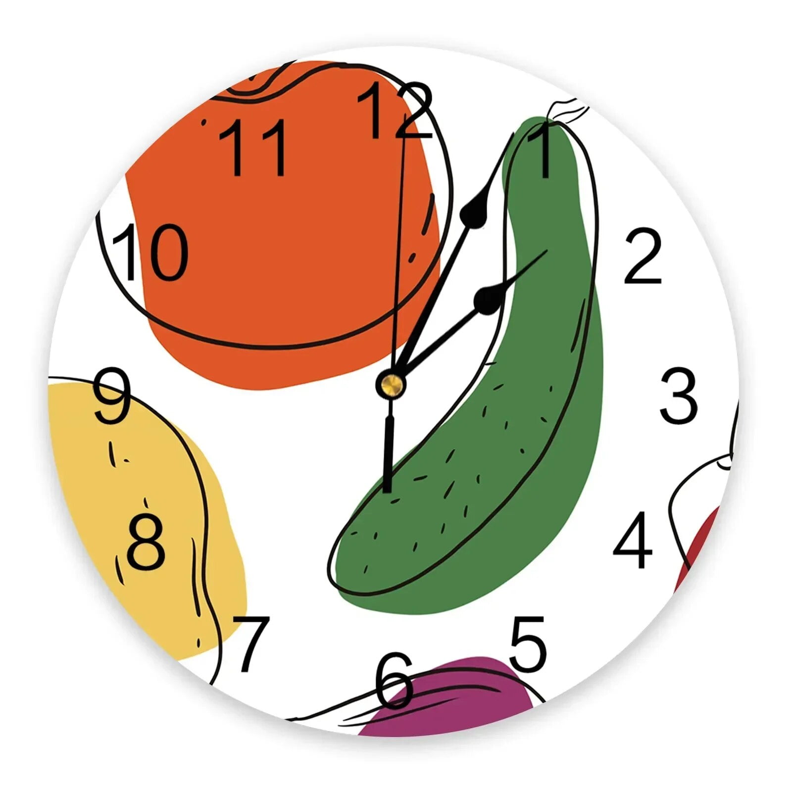Fruit And Vegetable Design Wall Clocks Silent Home Cafe Office Wall ...