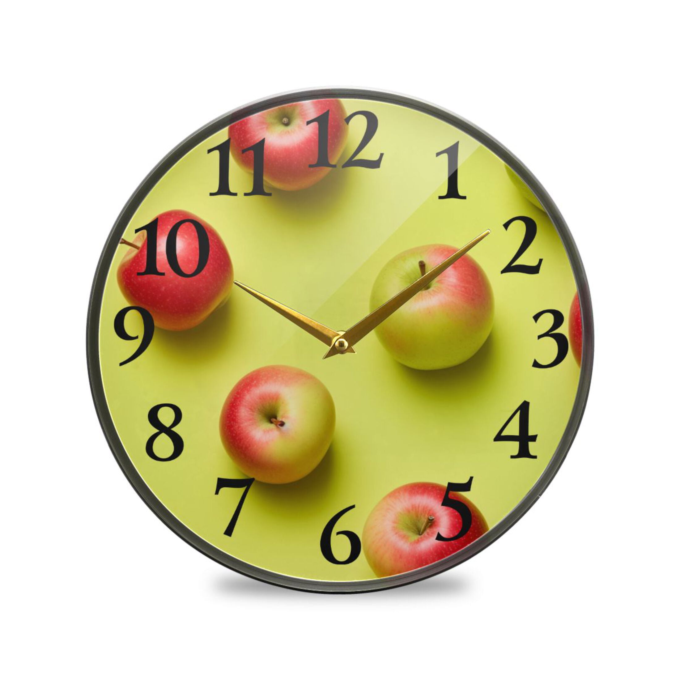 Fruit Apples Wall Clocks Battery Operated 9.5 Inch Round Clock Acrylic ...