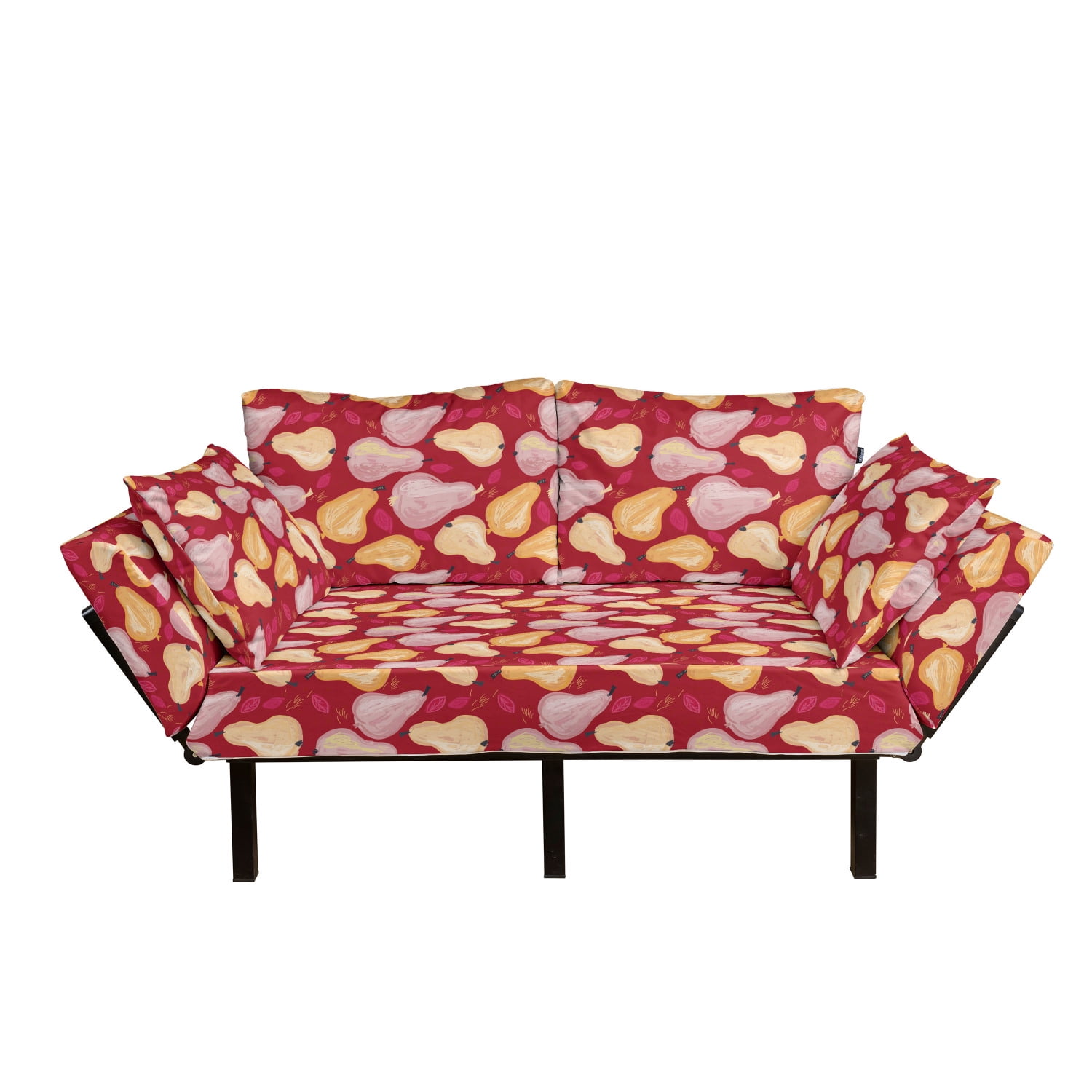 Fruit Art Futon Couch, Pears and Leaves in Abstract Design Watercolor ...