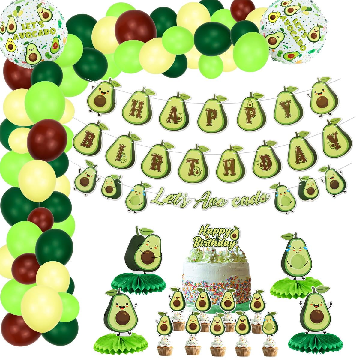 Fruit Avocado Decorations, Cute Avocado ZLK1 Theme Birthday Supplies ...