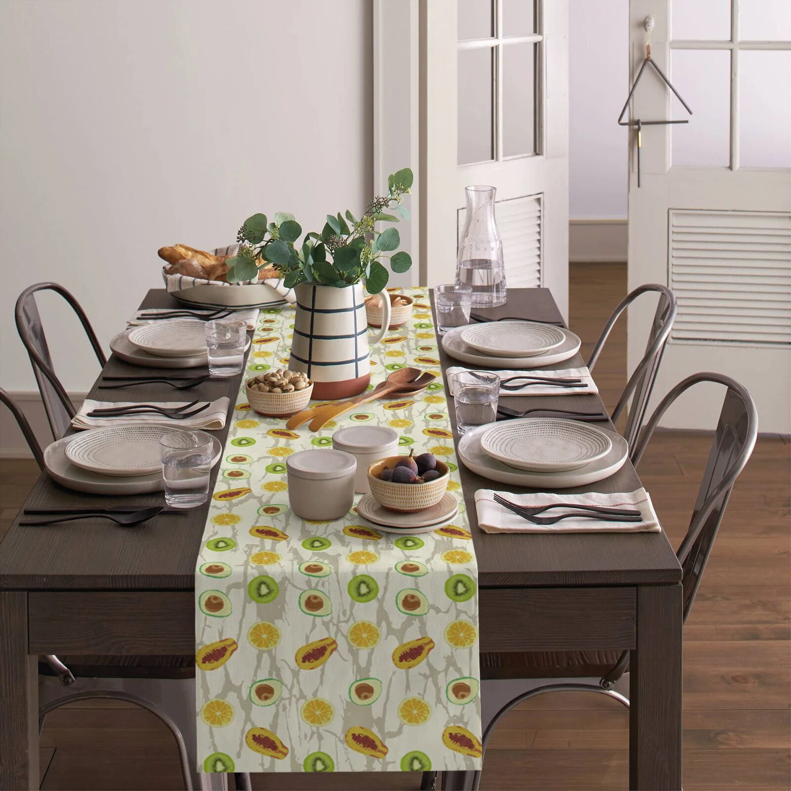 Fruit Avocado Oranges Texture Table Runner Christmas Dining Decor Table ...