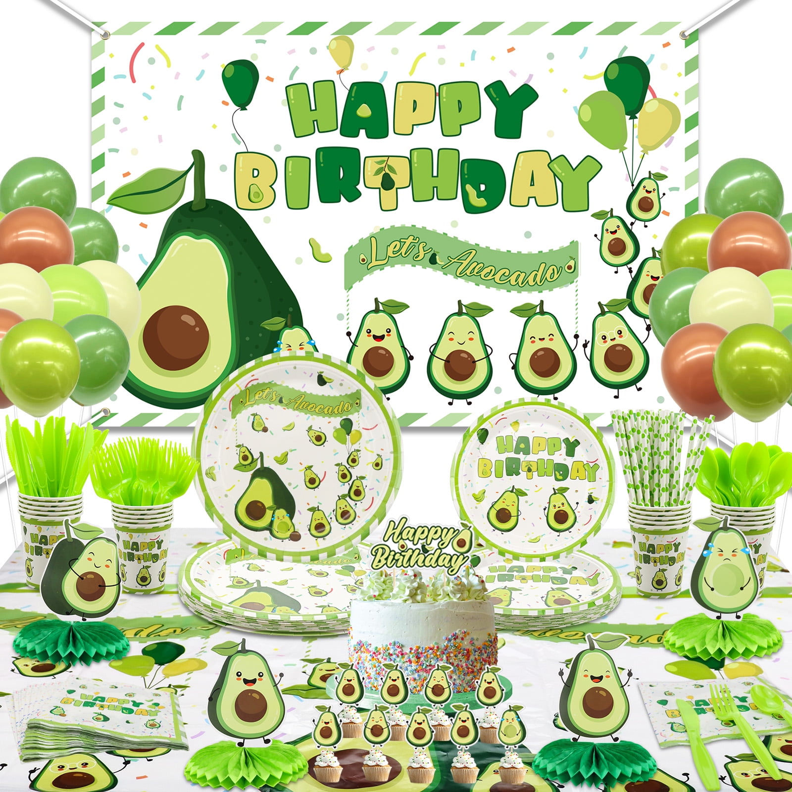 Fruit Avocado Party Supplies, Avocado Theme Tableware Party Pack for ...