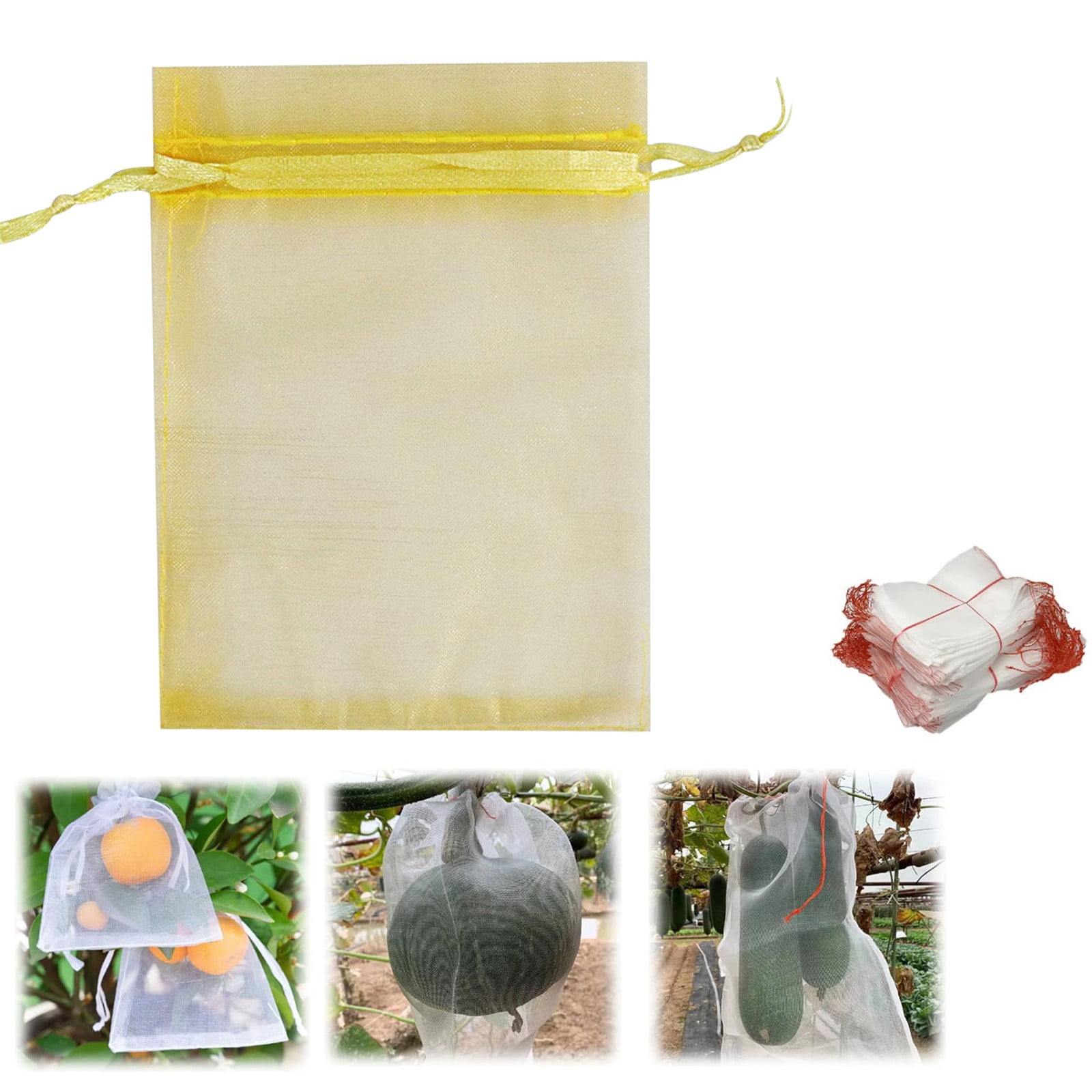 Fruit Bags 2024 Upgraded Garden Netting Bags With Drawstring 100 Pcs ...