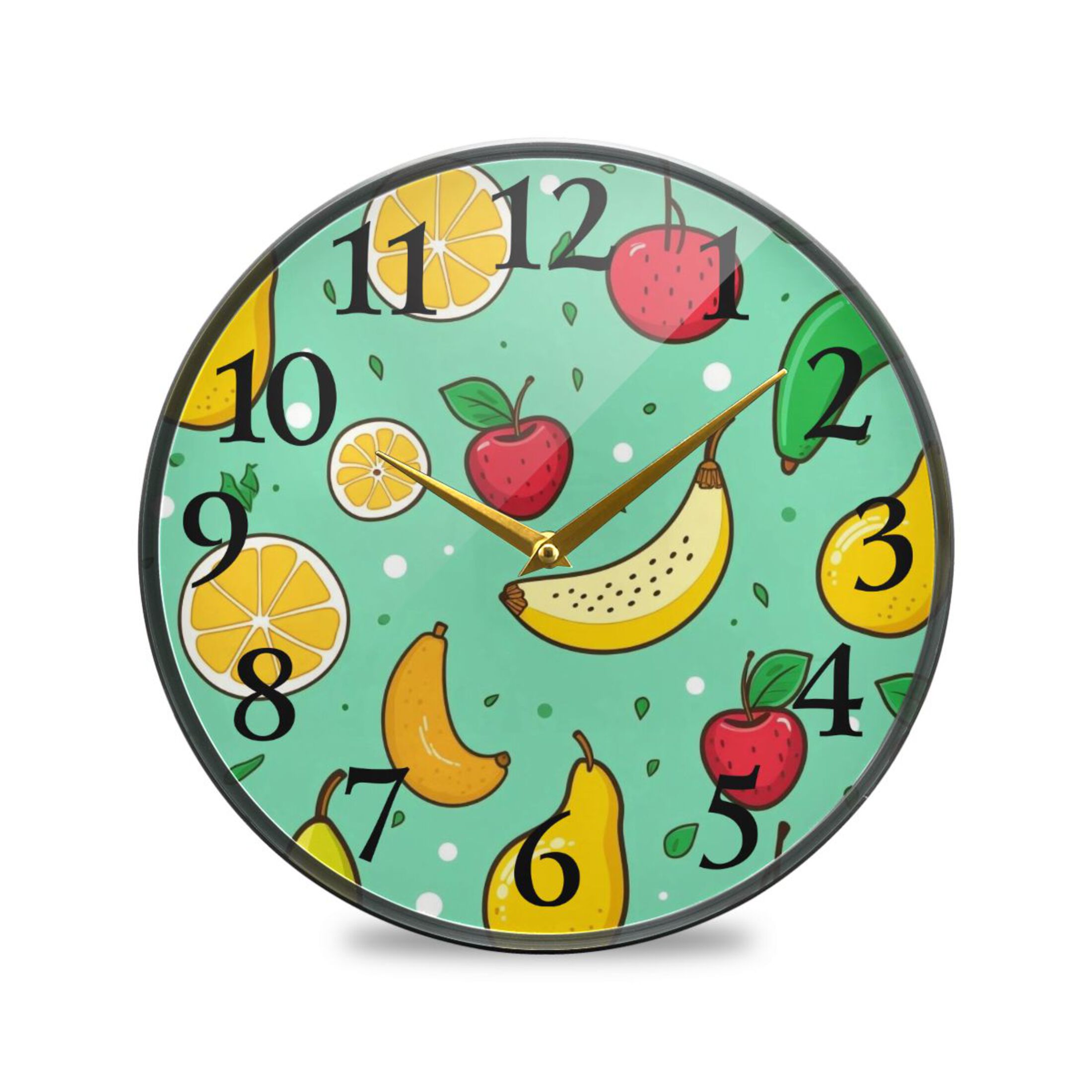 Fruit Banana Orange Wall Clocks Battery Operated 11.9 Inch Round Clock ...