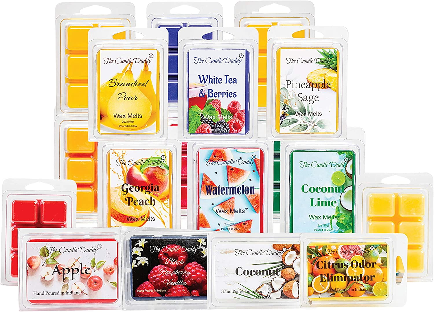 The Fruit Basket - 10 MELT Fruit Fragrance Sampler 2OZ Wax MELT Variety ...