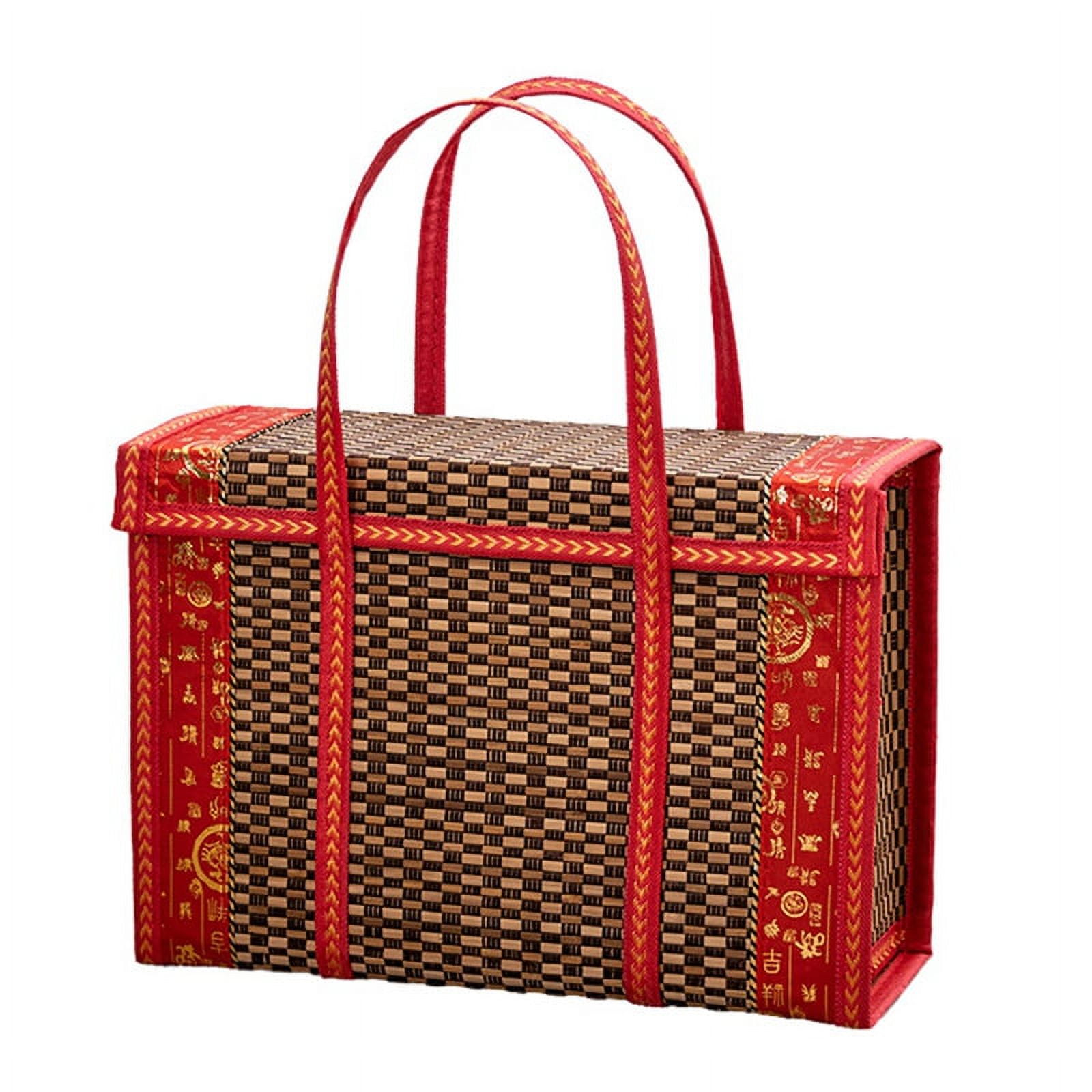 Fruit Basket Bamboo Woven Portable Simple Handheld Picnic Food ...