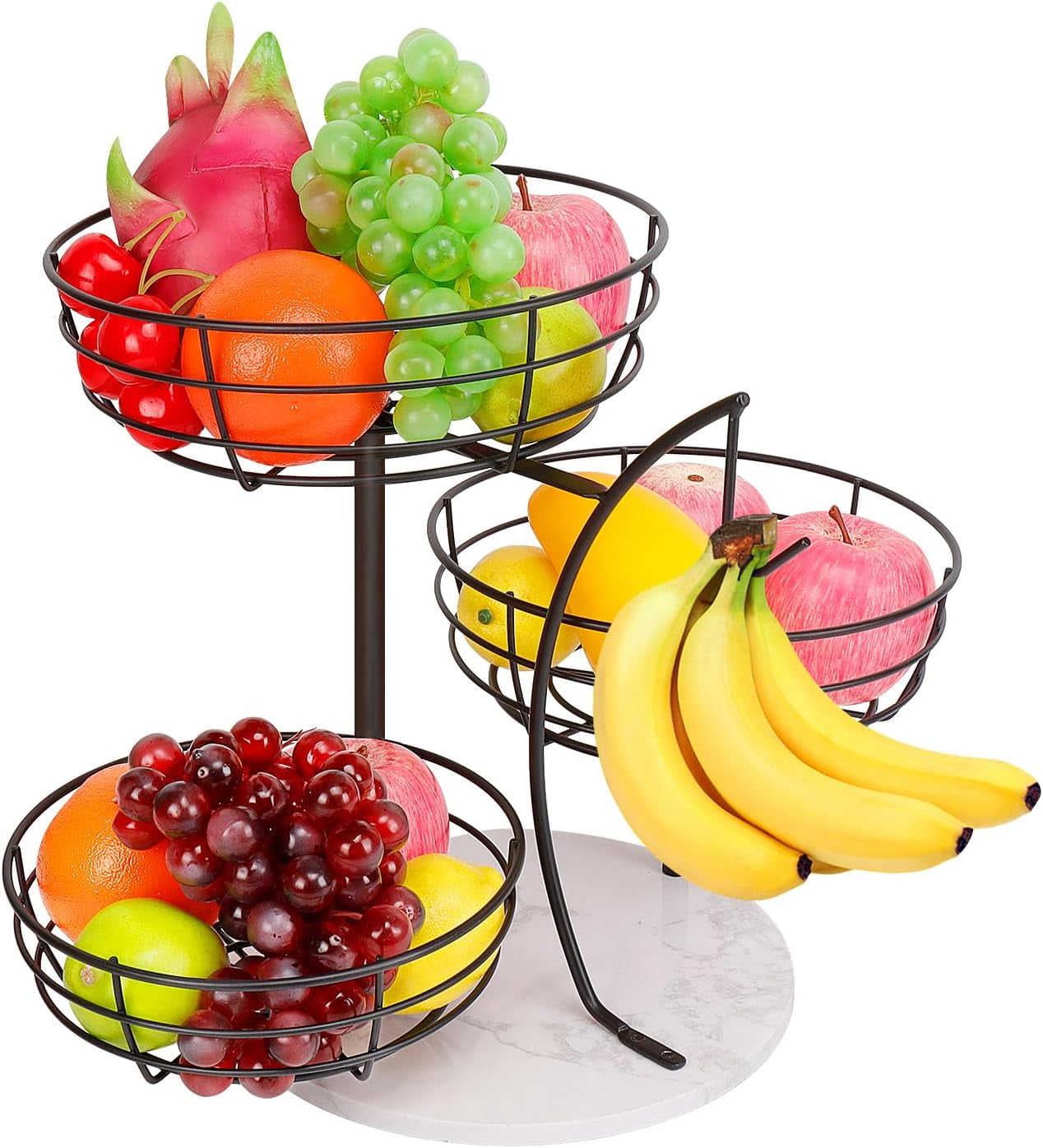 Fruit Basket Bowl with Banana Hanger, Fruit Vegetable Storage Basket ...