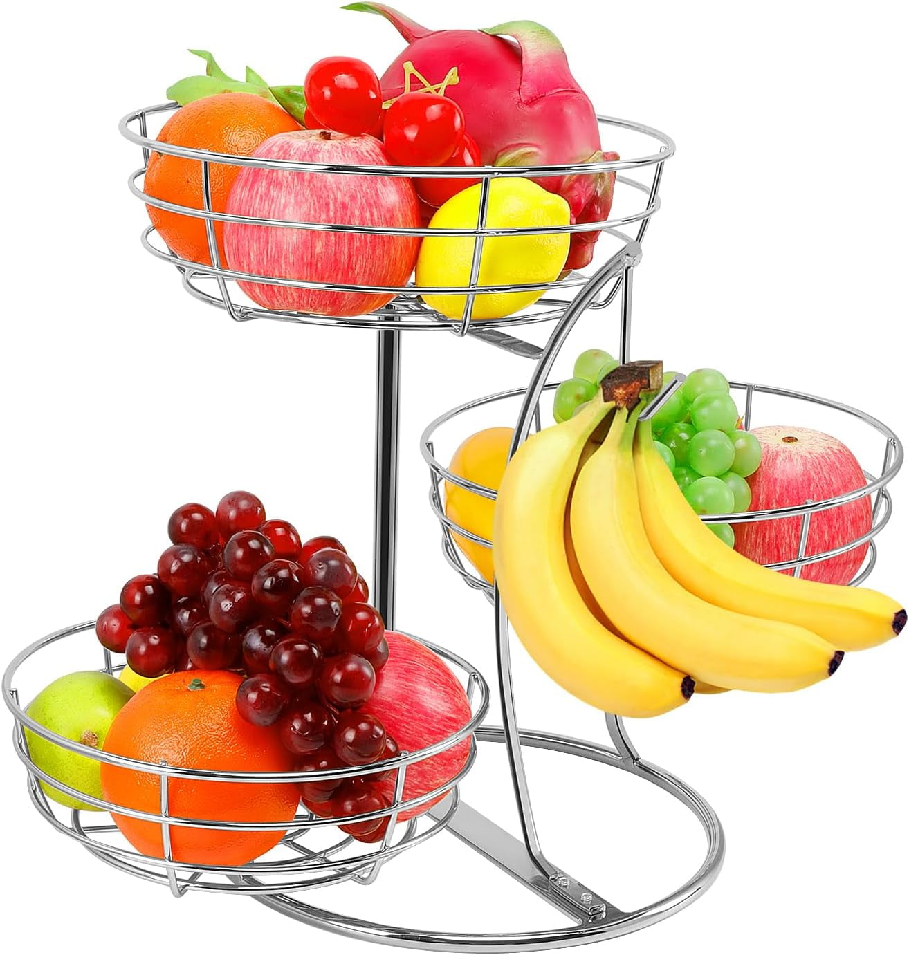 Fruit Basket Bowl with Banana Hanger, Fruit Vegetable Storage Basket ...