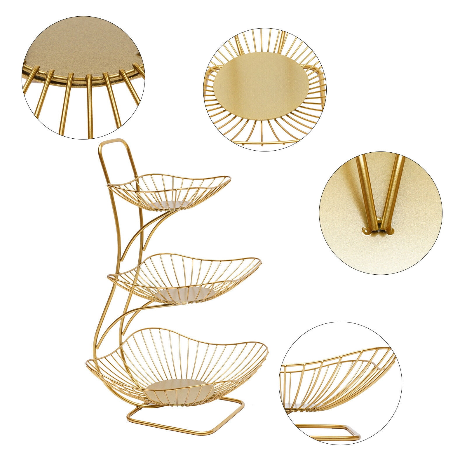 Fruit Basket Bowl, Gold Metal Kitchen Storage Rack for Vegetables, 44 ...