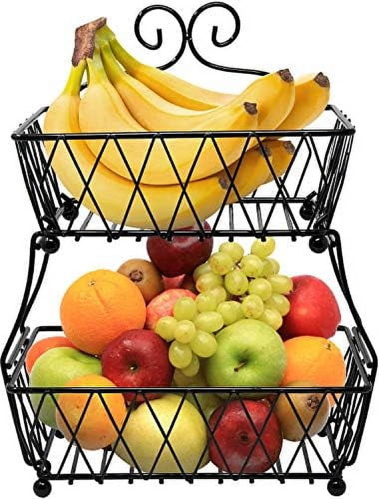 Fruit Basket Display Stand, 2-Tier, for Vegetable, Fruit & Bread ...