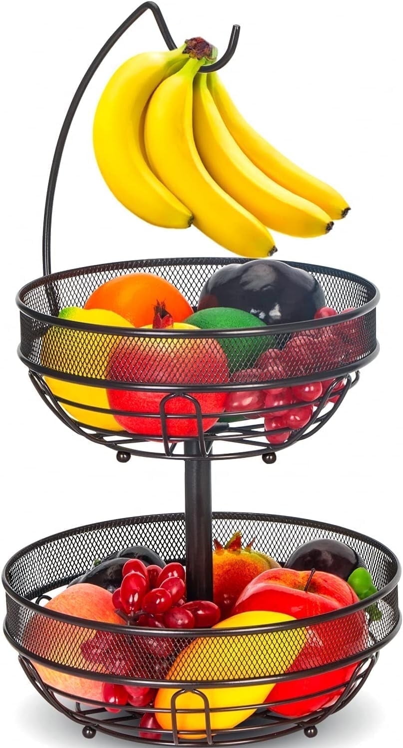 Fruit Basket, Fruit Bowl 2 Tier Fruit Rack for Kitchen, Fruit Bowl for ...