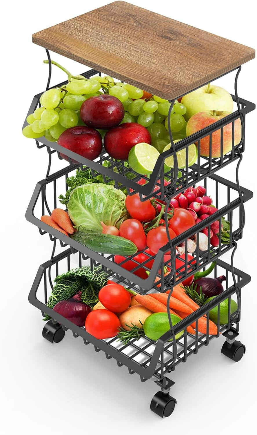 Fruit Basket for Kitchen 4 Tier Stackable Fruit Vegetable Storage ...