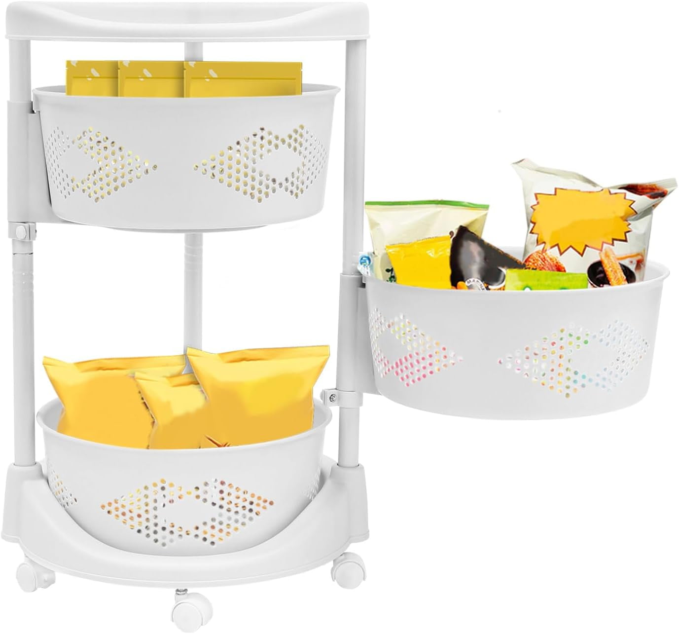Fruit Basket for Kitchen, 5 Tier Circular Rotating Basket Large Storage ...