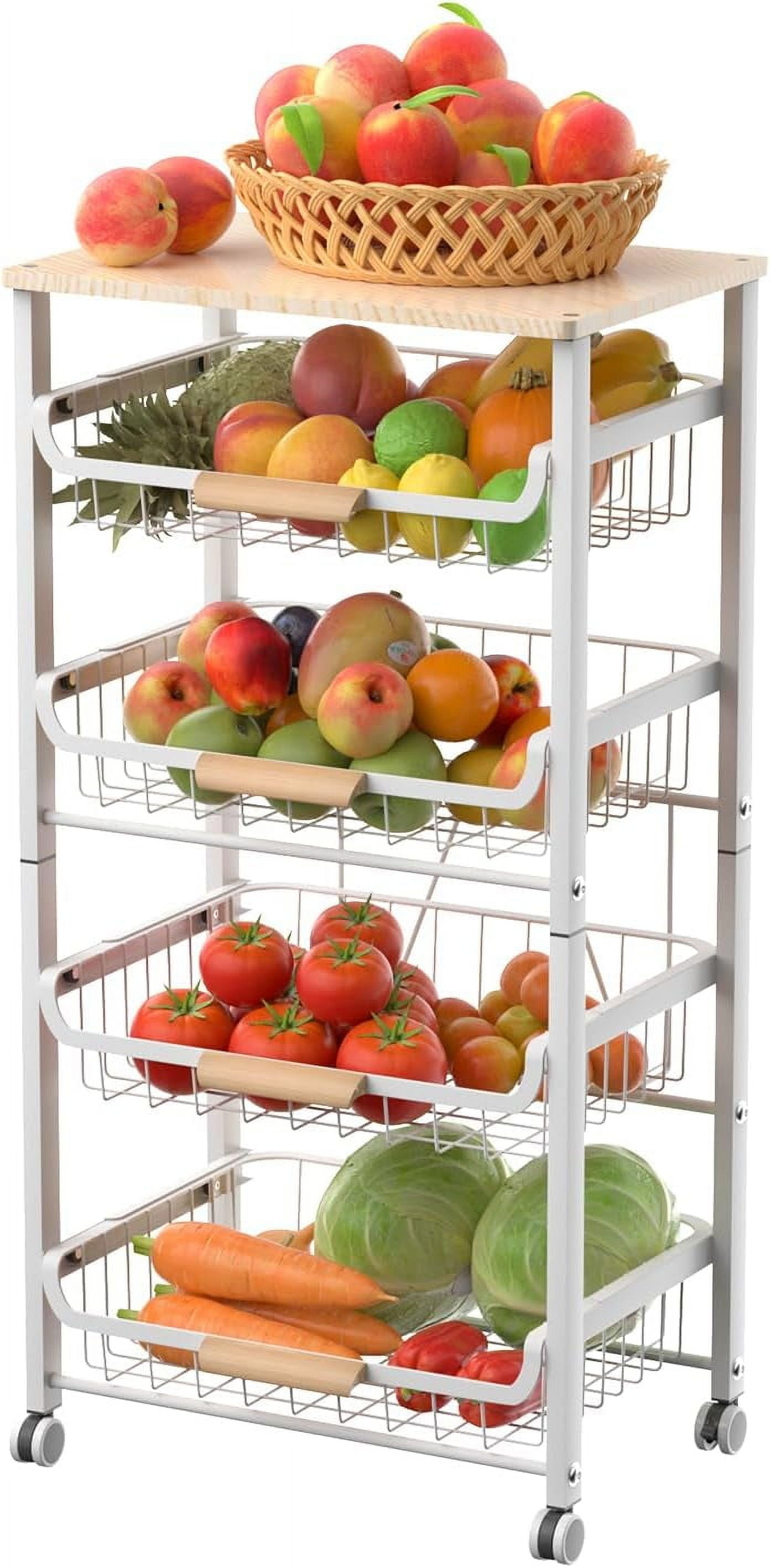 Pull-Out Fruit Basket, 5-Tier Slide Out Metal Storage Baskets Carts ...