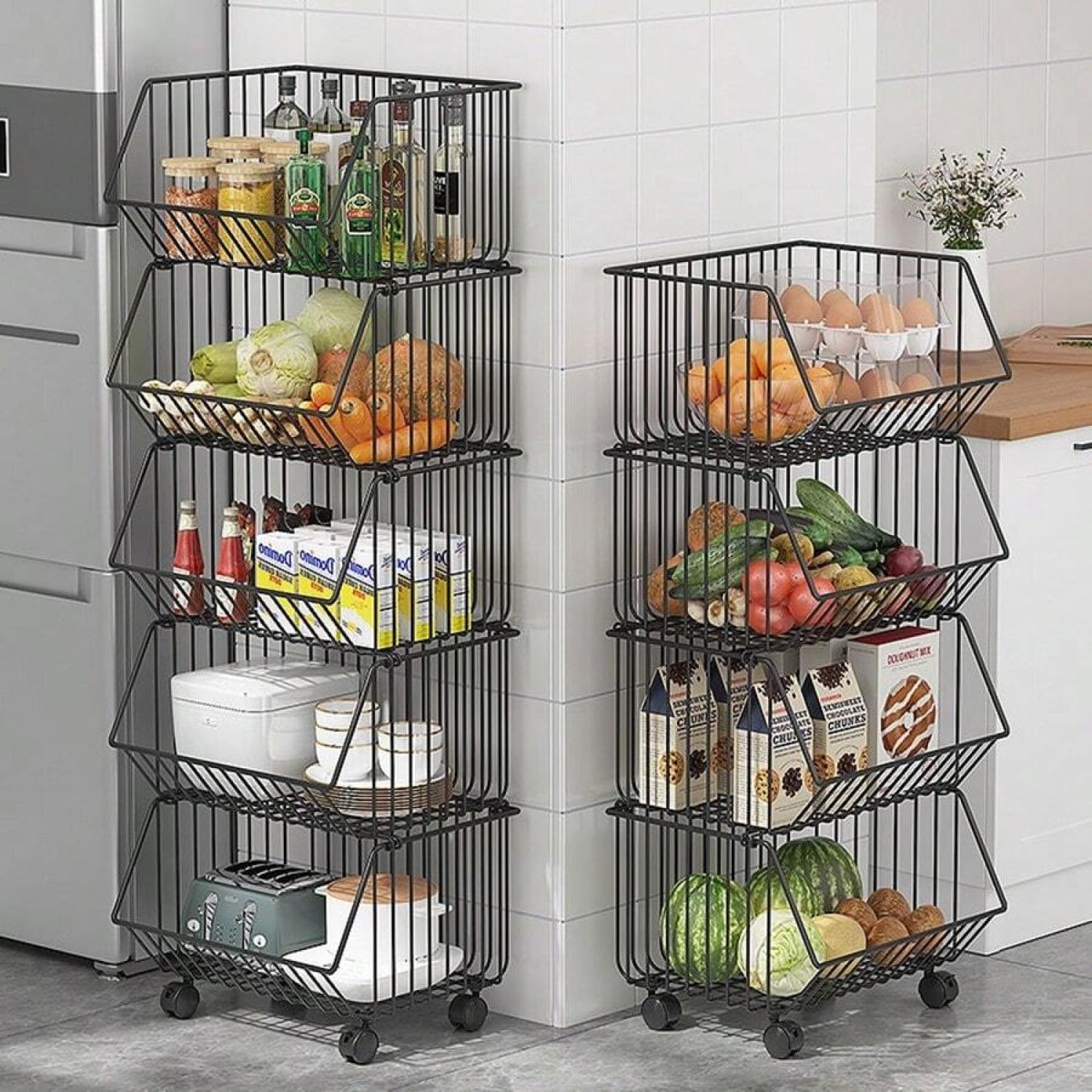 Fruit Basket for Kitchen 5 Tier Stackable Fruit Vegetable Storage ...