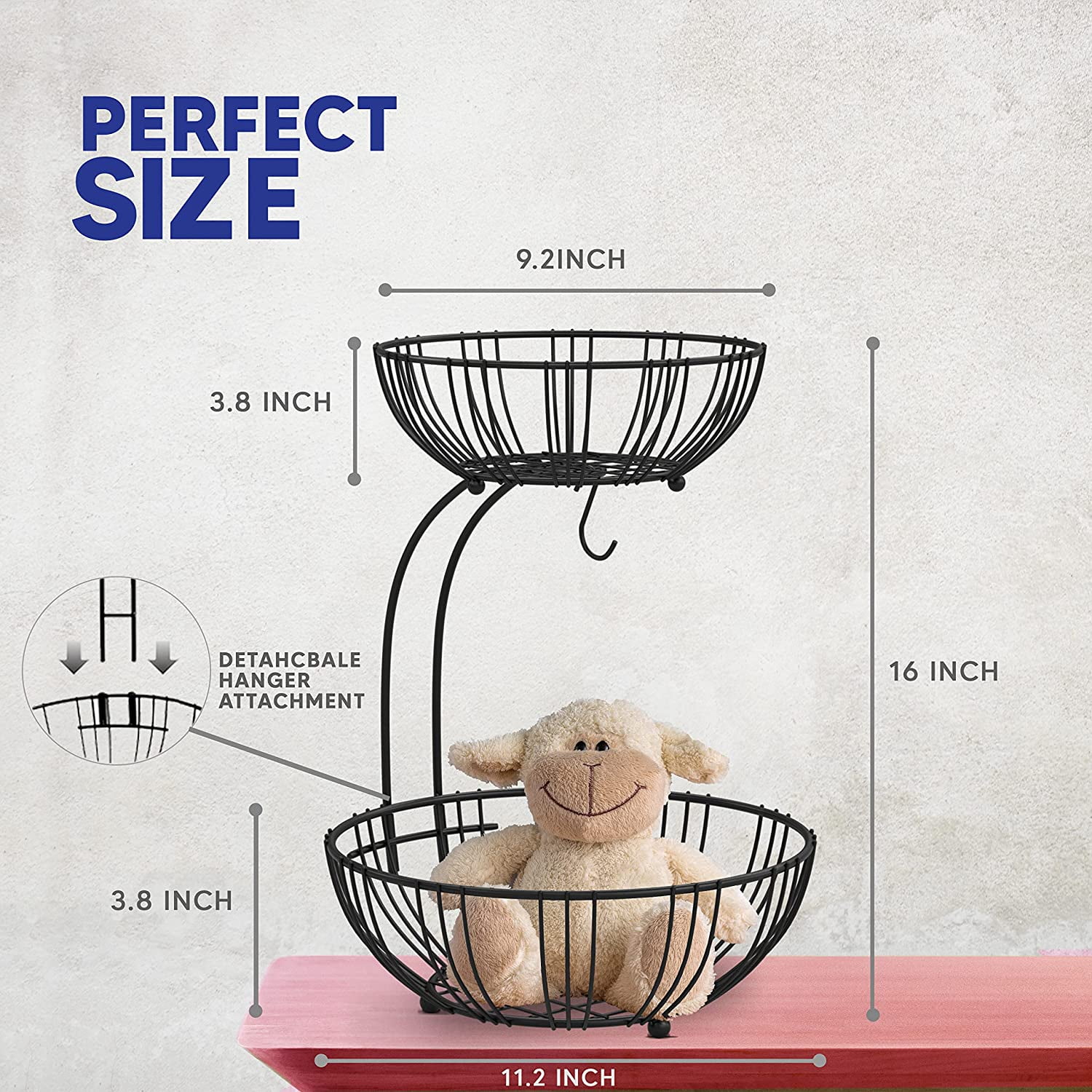 Fruit Basket For Kitchen Counter - Fruit Basket With Banana Hanger ...