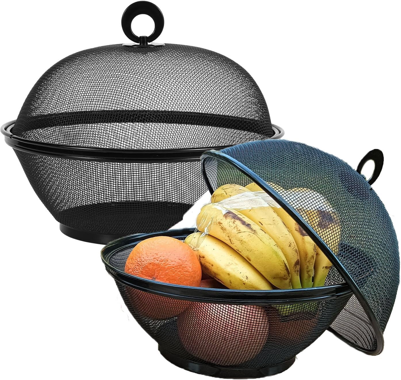 Fruit Basket With Lid - Decorative Fruit Bowl Metal Wire Basket Covered ...