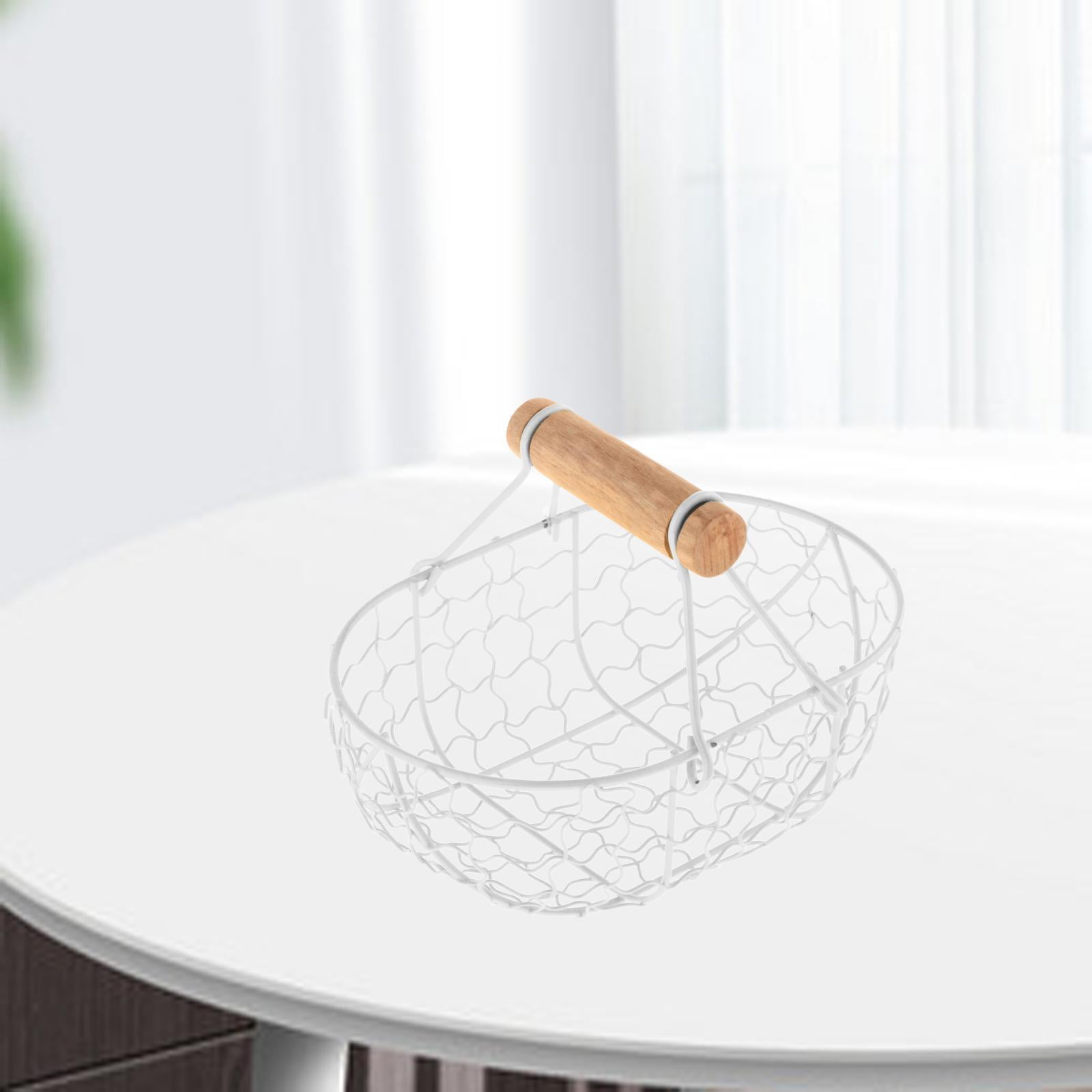 Fruit Basket Portable with Wood Handle Scene Layout Dining Table ...