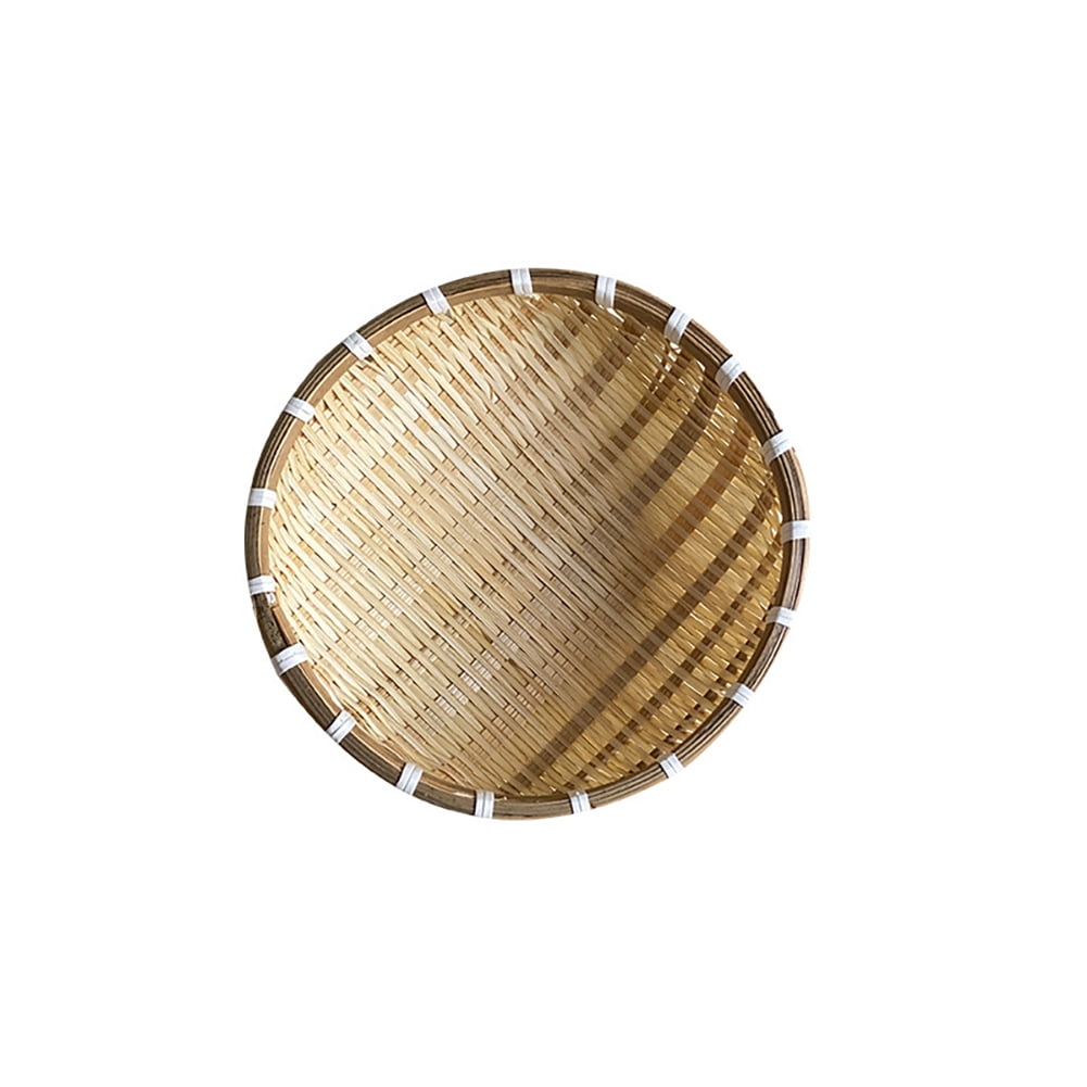 Fruit Basket Tray Picnic Food Storage Basket Circular Wooden Dustpan ...