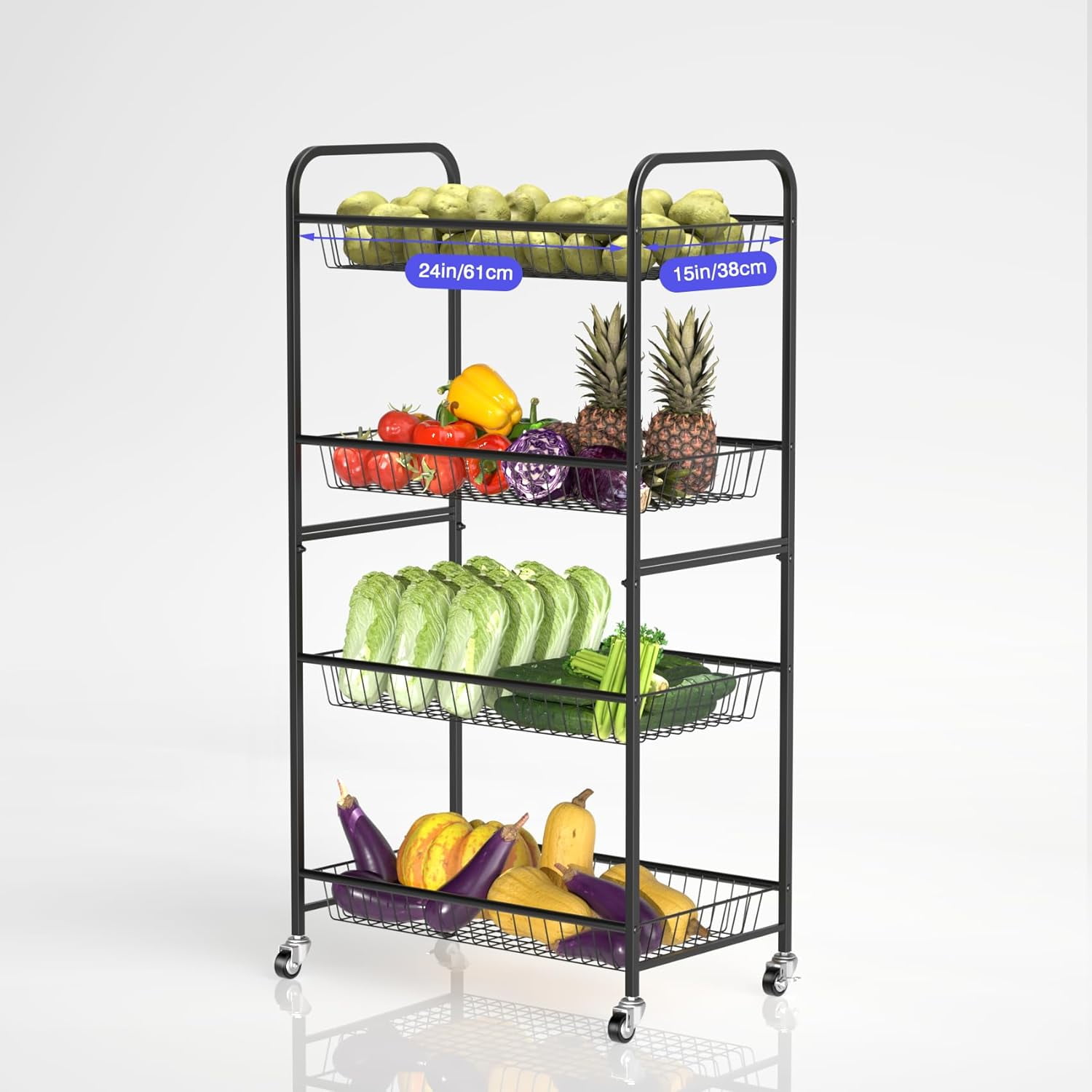 Fruit Basket for Kitchen 24 * 15in Extra Large 4 Tier Vegetable Basket ...