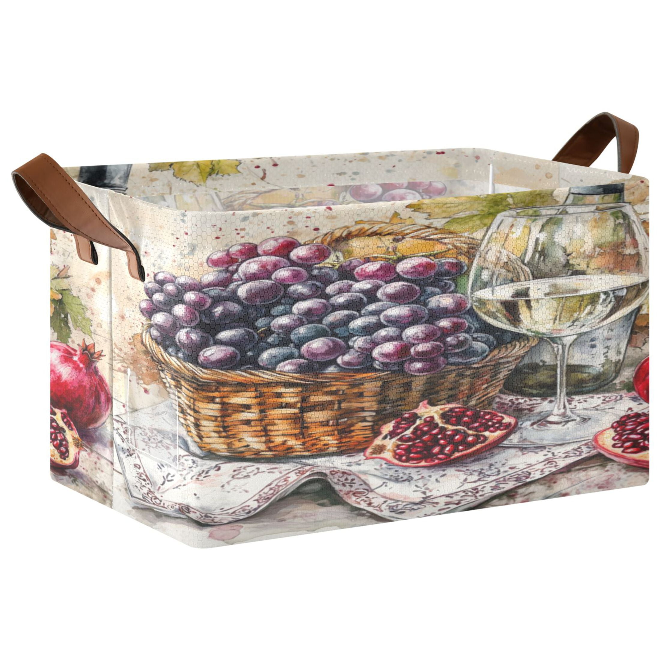Fruit Basket with White Wine Storage Basket Soccer Plaid Fabric Hoard ...