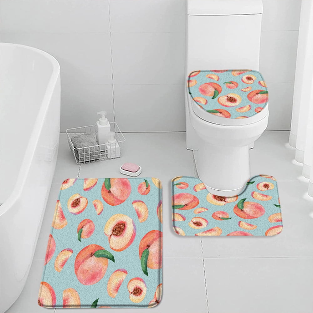 Fruit Bath Mat Set Summer Fruits Strawberry Watermelon Peach Cherry ...